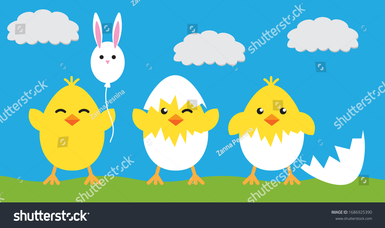 Happy Easter Eggs Chicks Sign Poster Stock Vector (Royalty Free ...
