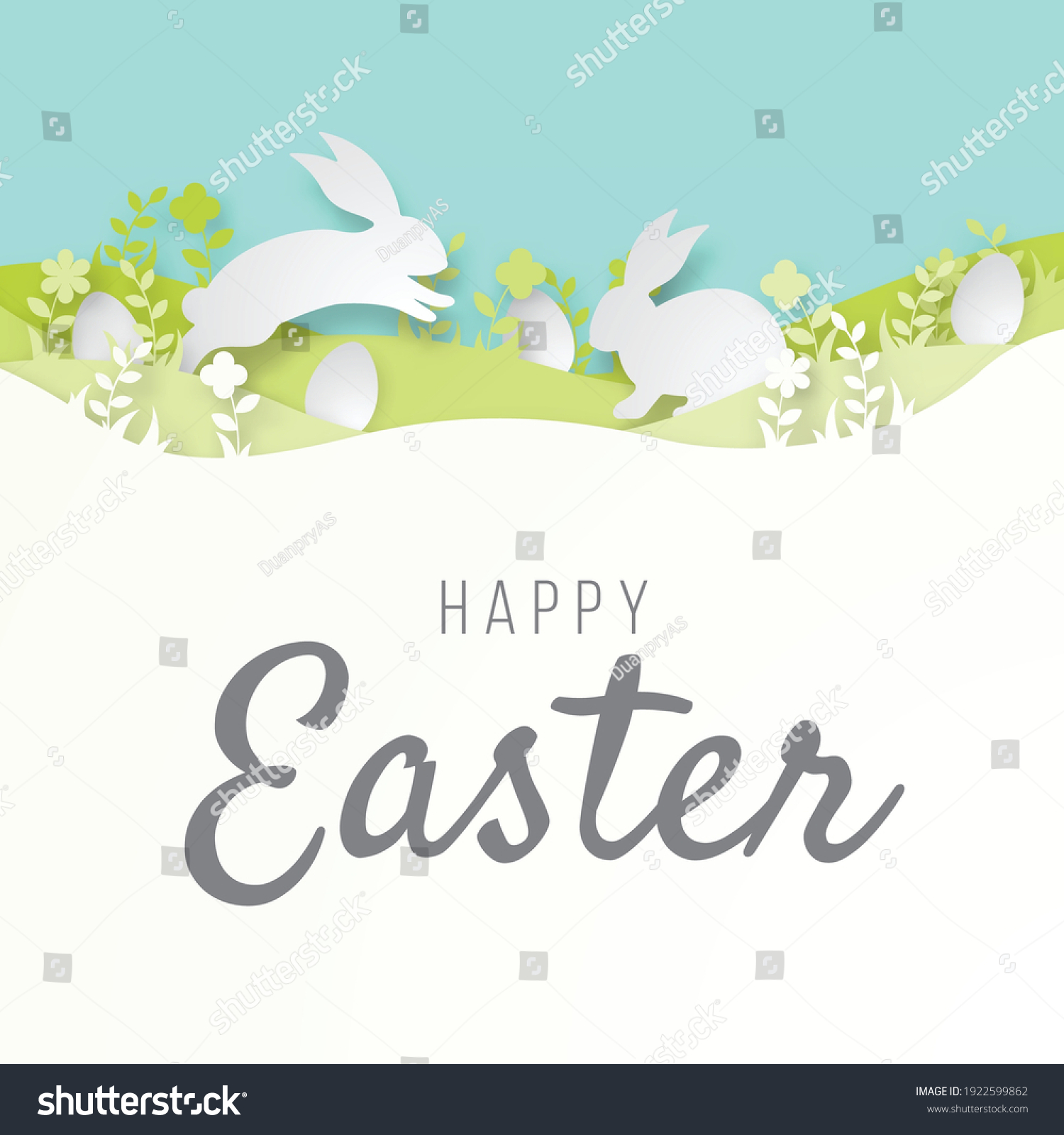 Happy Easter Paper Cut Greeting Card Stock Vector (Royalty Free ...