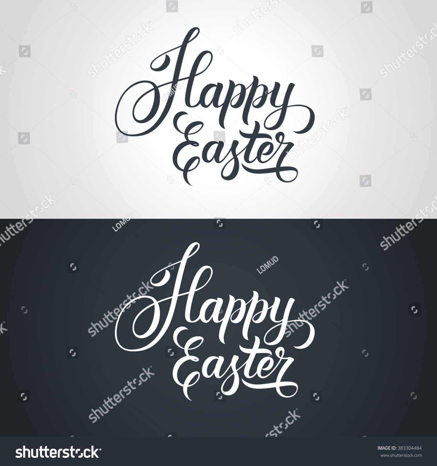 Happy Easter Text Handlettering Handmade Vector Stock Vector (Royalty ...