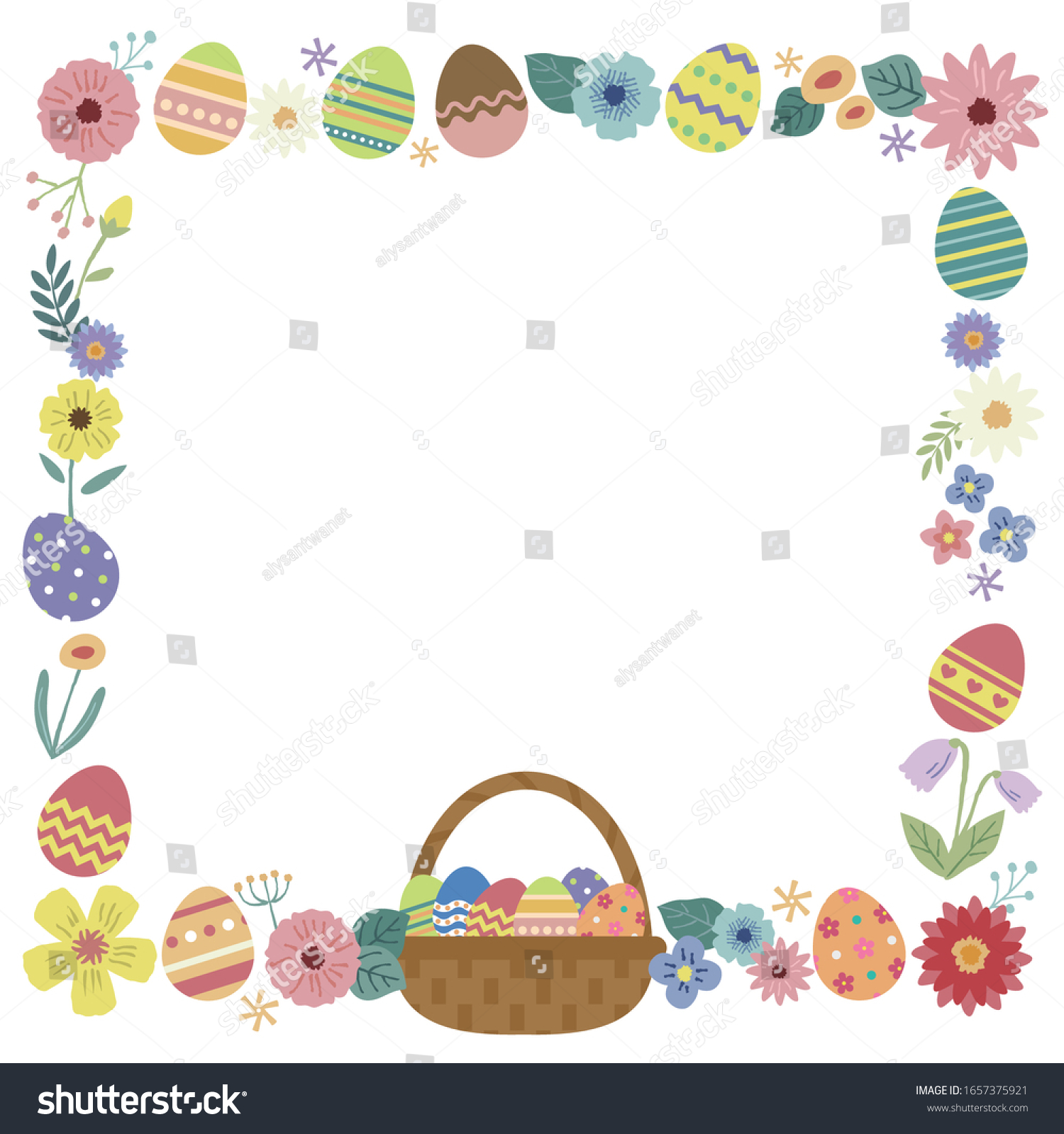 Happy Easter Vector Illustration Square Frame Stock Vector (Royalty ...