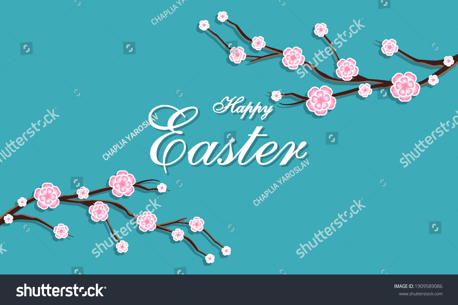 Happy Easter Sakura Branches Vector Art Stock Vector (Royalty Free ...