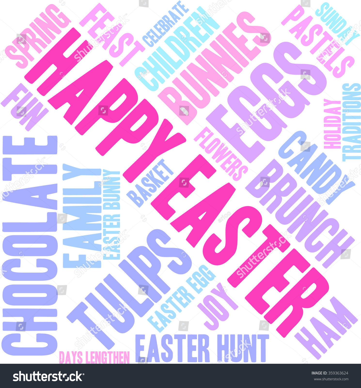 Happy Easter Word Cloud On White Stock Vector (Royalty Free) 359363624 ...