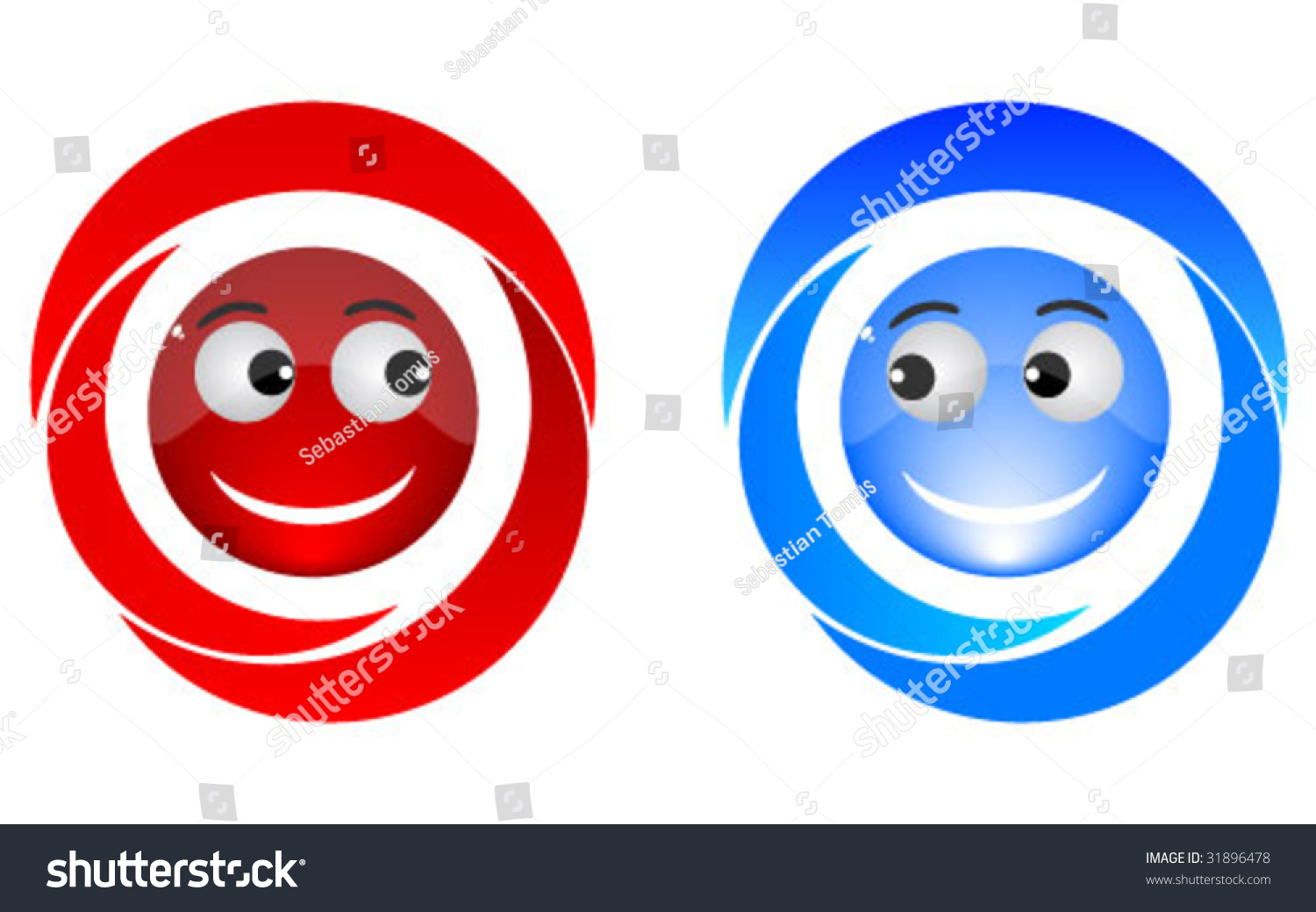 Happy Face Buttons Vector Illustration Stock Vector (Royalty Free) 31896478