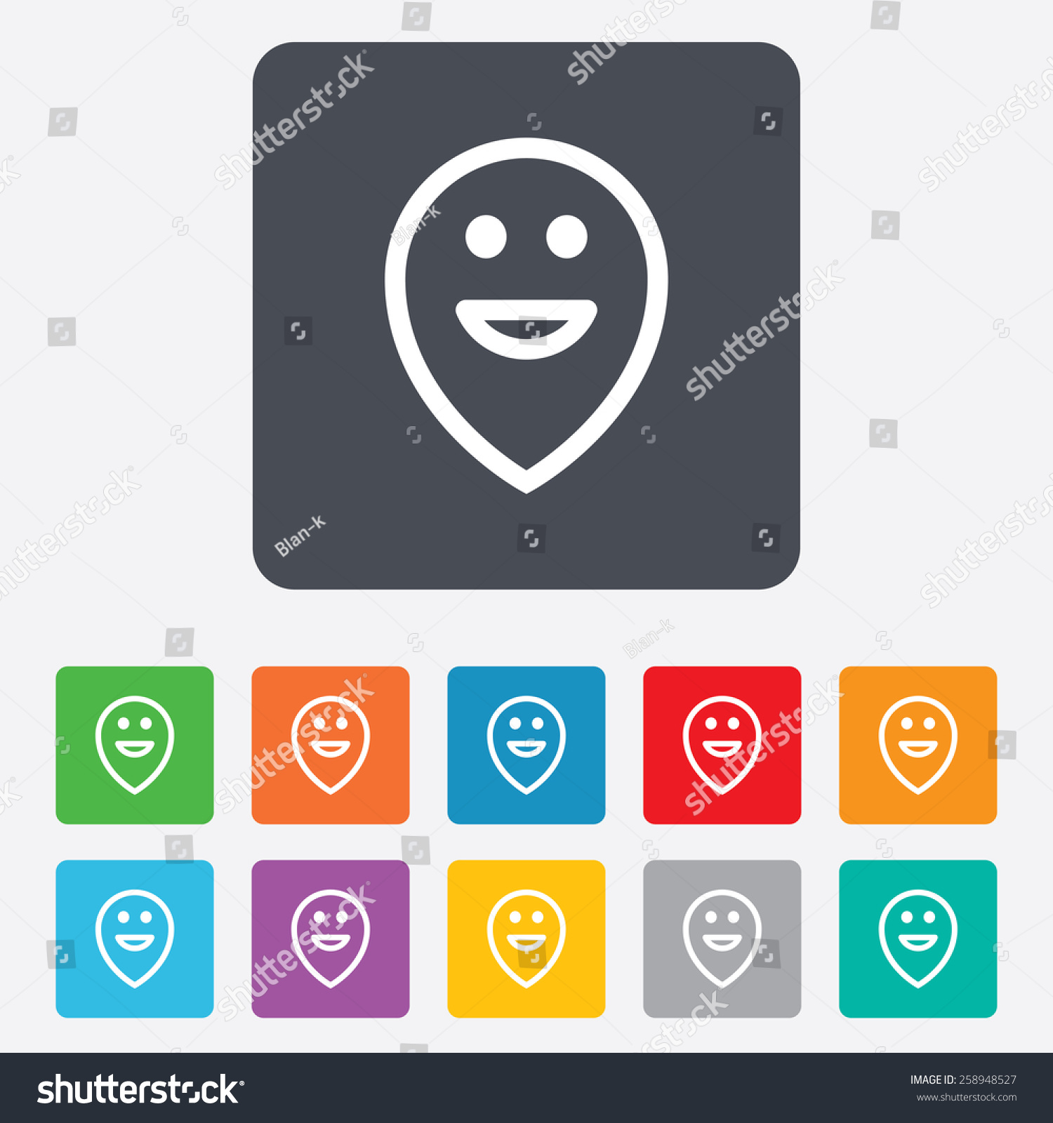 Happy Face Map Pointer Symbol Smile Stock Vector (Royalty Free ...