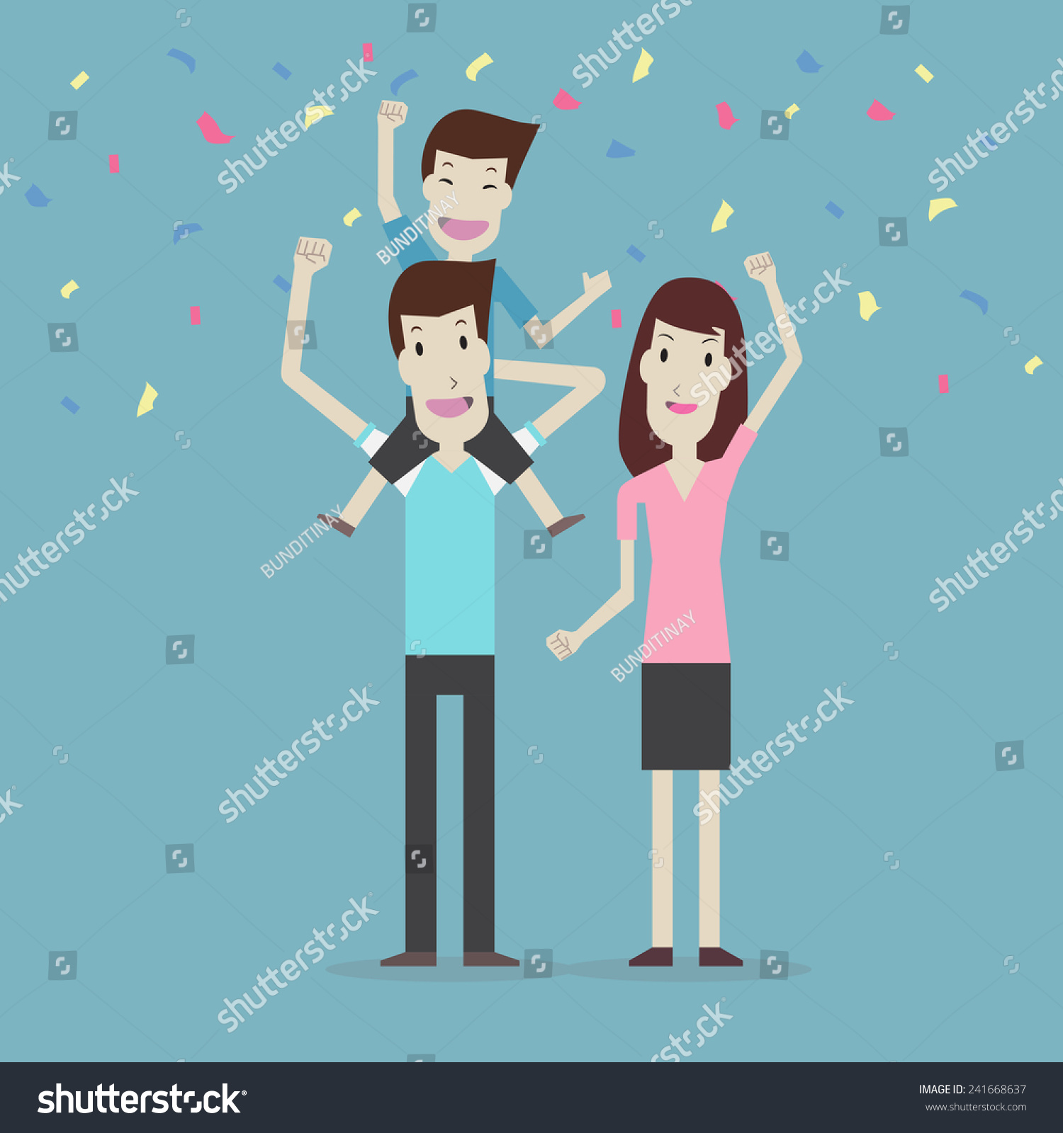Happy Family Character Vector Stock Vector (Royalty Free) 241668637