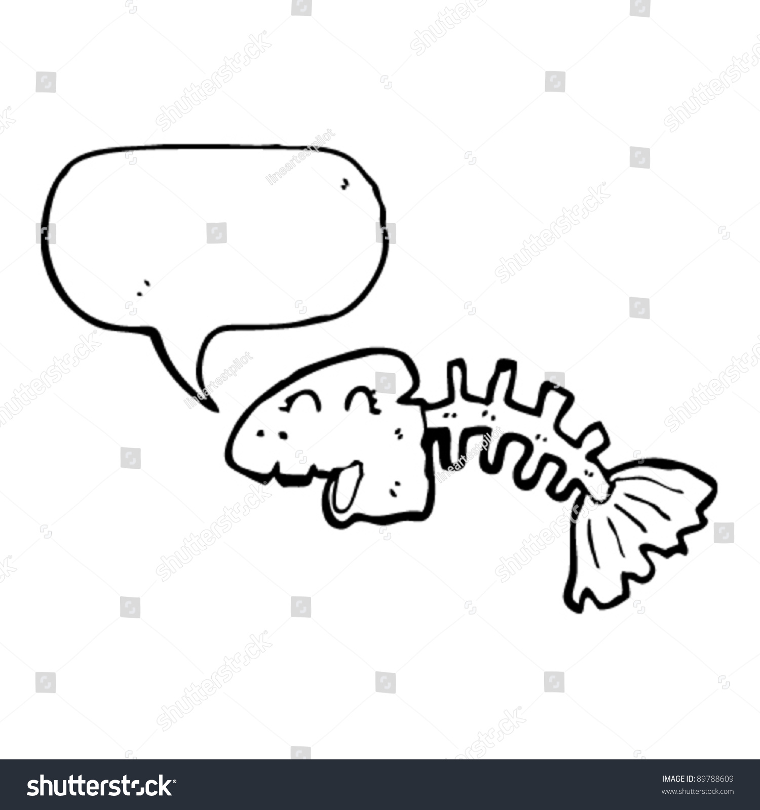 Happy Fish Bones Cartoon Stock Vector (Royalty Free) 89788609