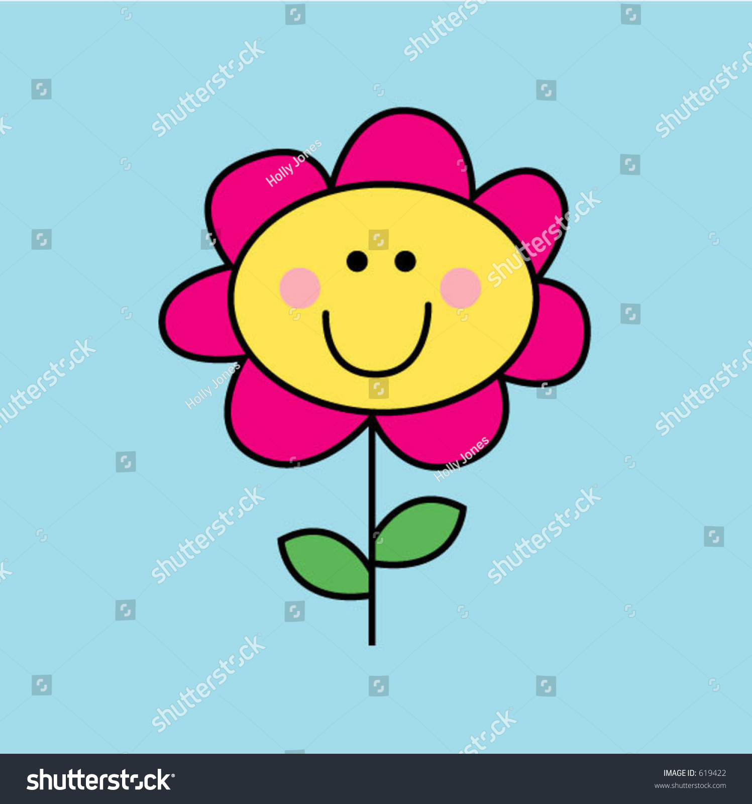 Happy Flower Stock Vector (Royalty Free) 619422 | Shutterstock