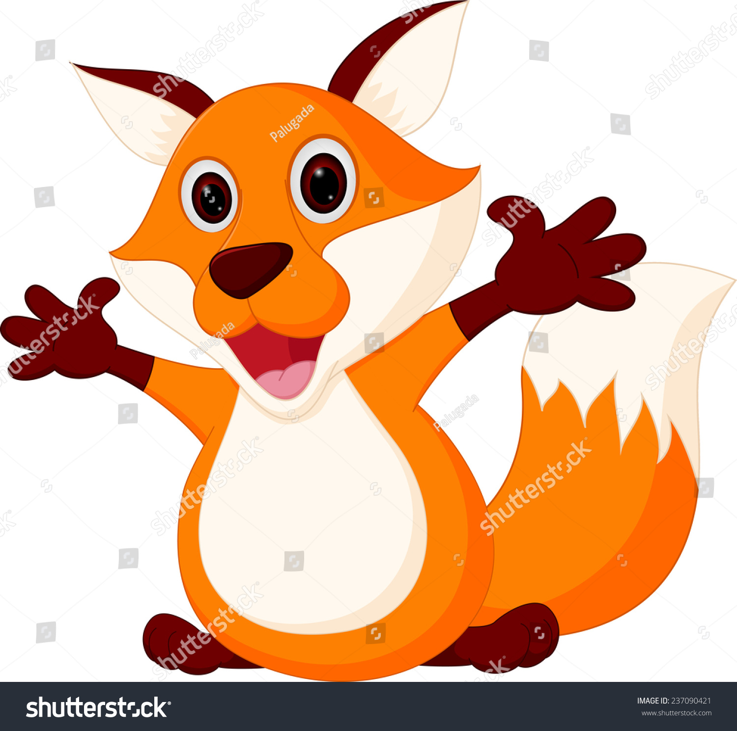 Happy Fox Cartoon Presenting Stock Vector (Royalty Free) 237090421