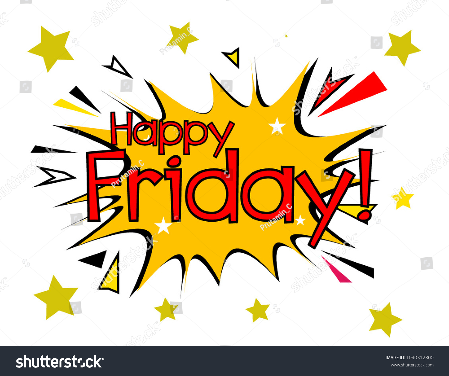 Happy Friday Sign Comic Cloud Bubble Stock Vector (Royalty Free) 1040312800