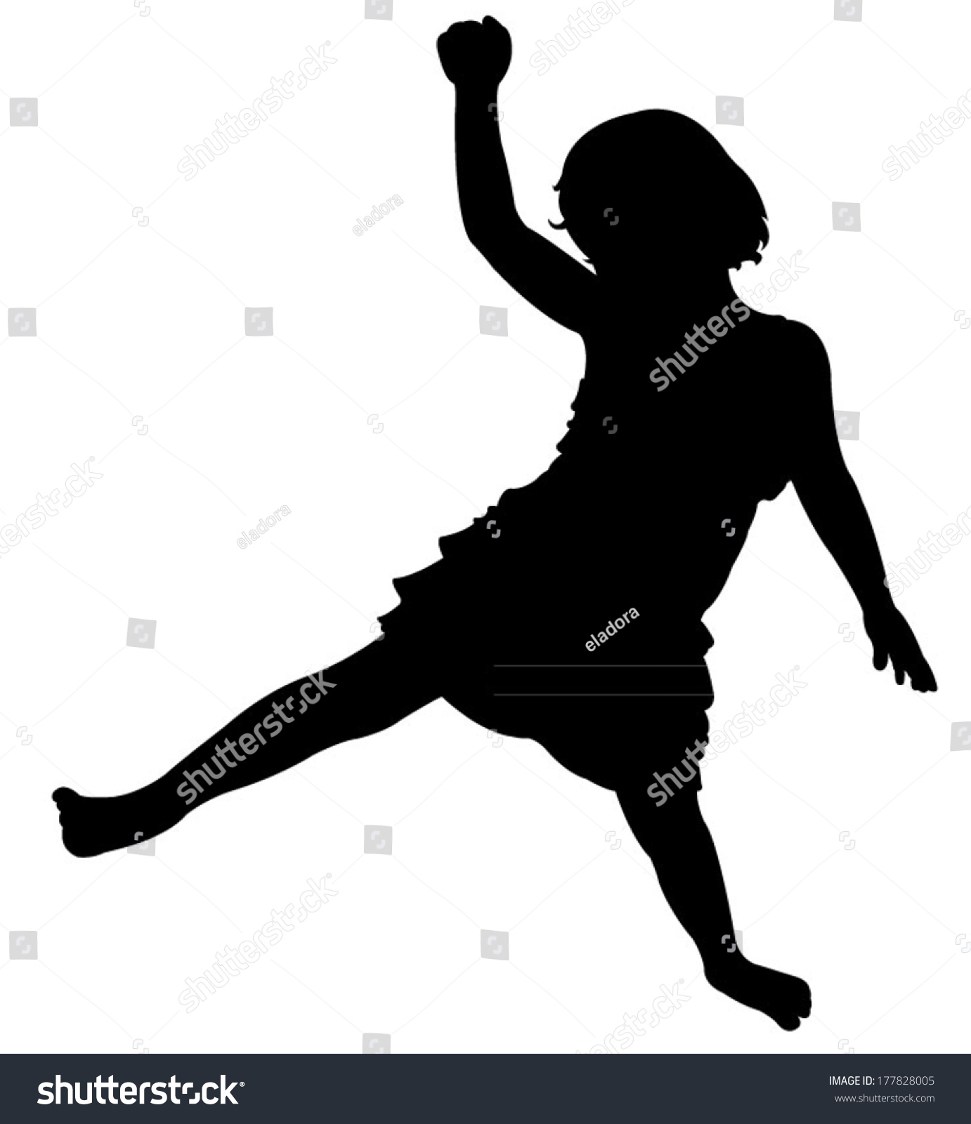 Happy Girl Playing Silhouette Vector Stock Vector (Royalty Free) 177828005