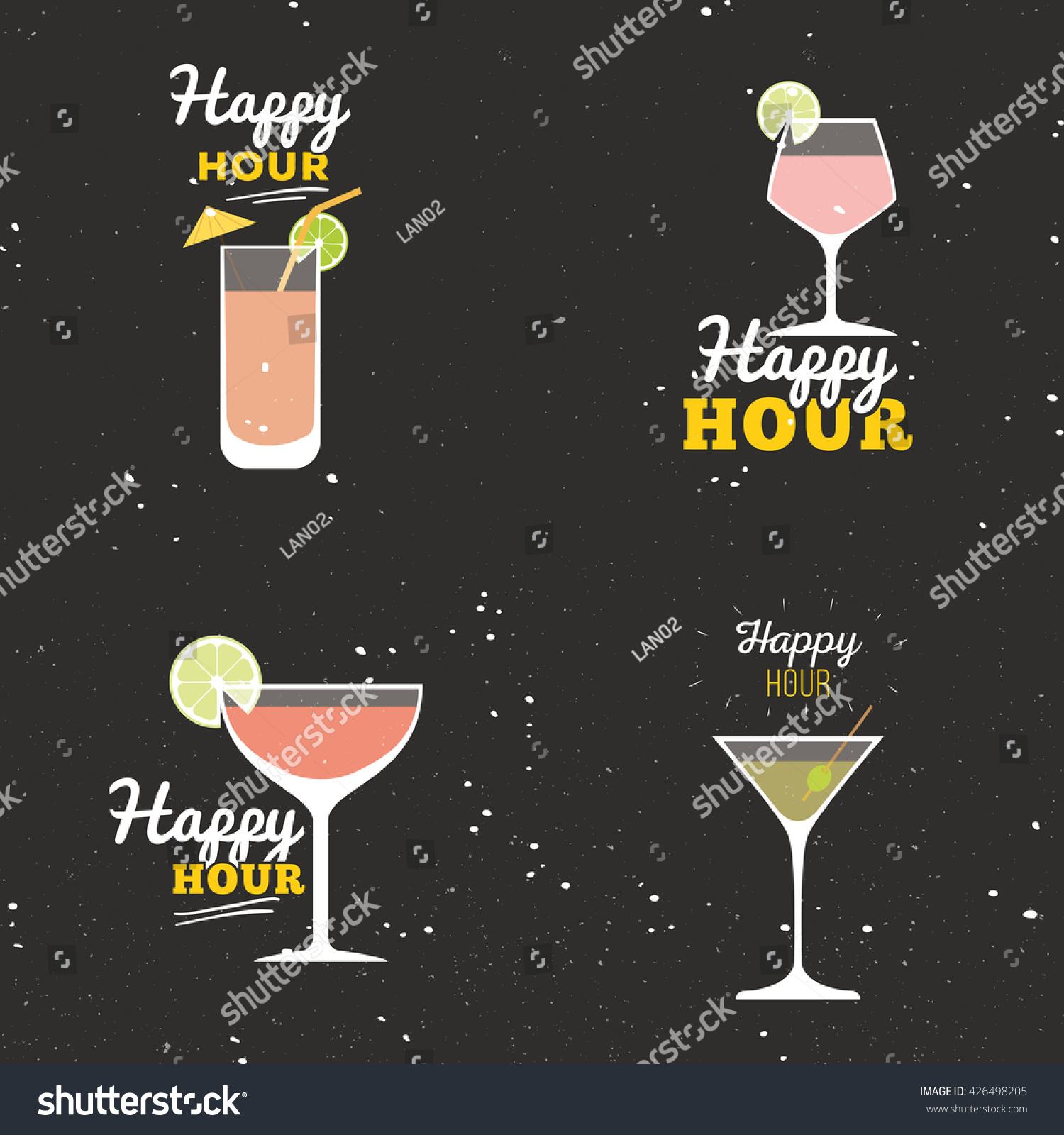 Happy Hour Labels Stock Vector (Royalty Free) 426498205 | Shutterstock