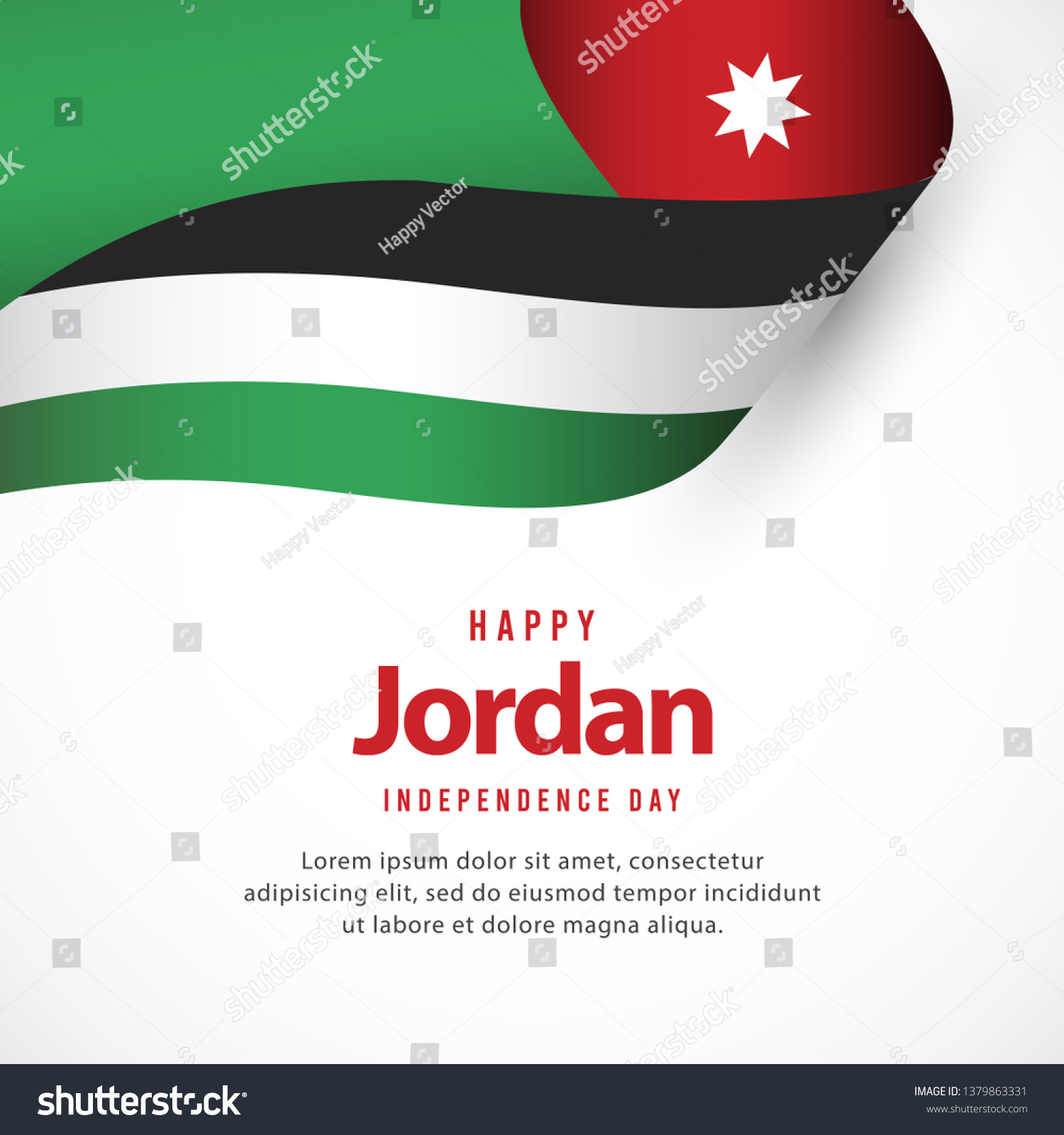 Happy Jordan Independence Day Vector Template Stock Vector (Royalty ...