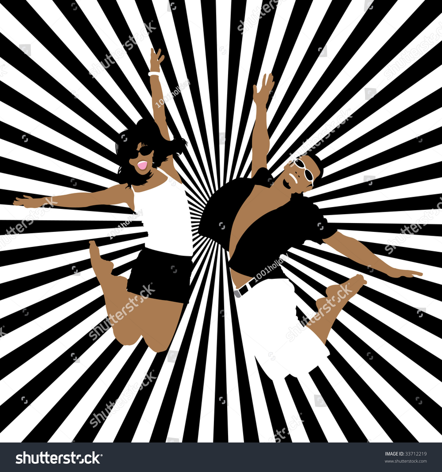 Happy Jumping Couple Vector Illustration: vector de stock (libre de ...