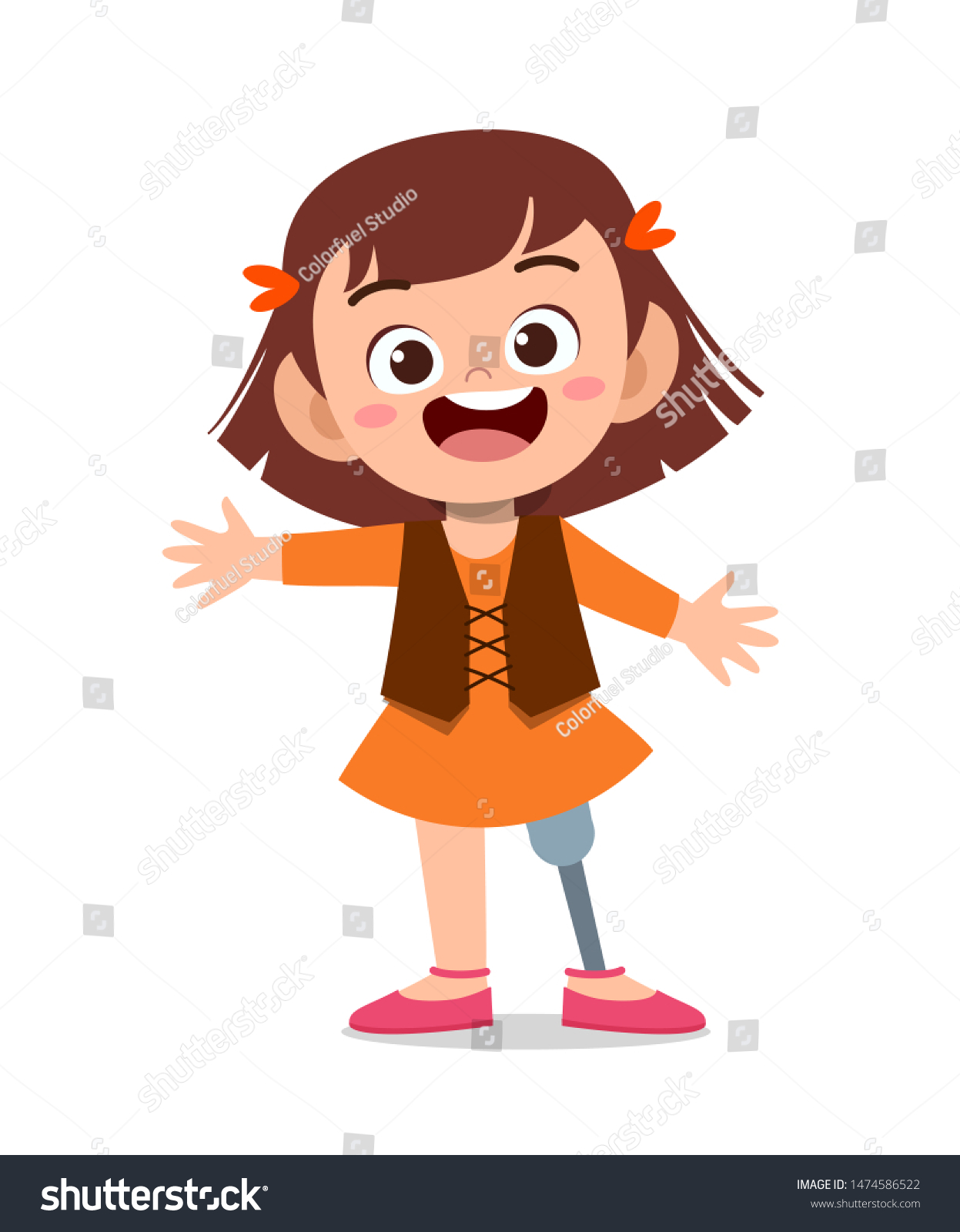 Happy Kid Prosthetic Leg Vector Stock Vector (Royalty Free) 1474586522