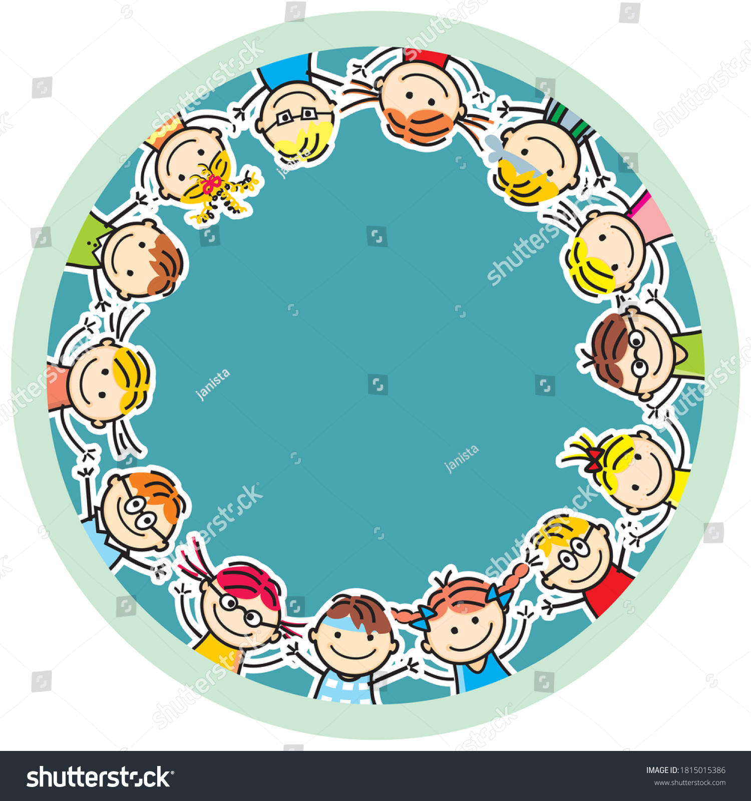 Happy Kids Circle Frame Vector Stock Vector (Royalty Free) 1815015386 ...