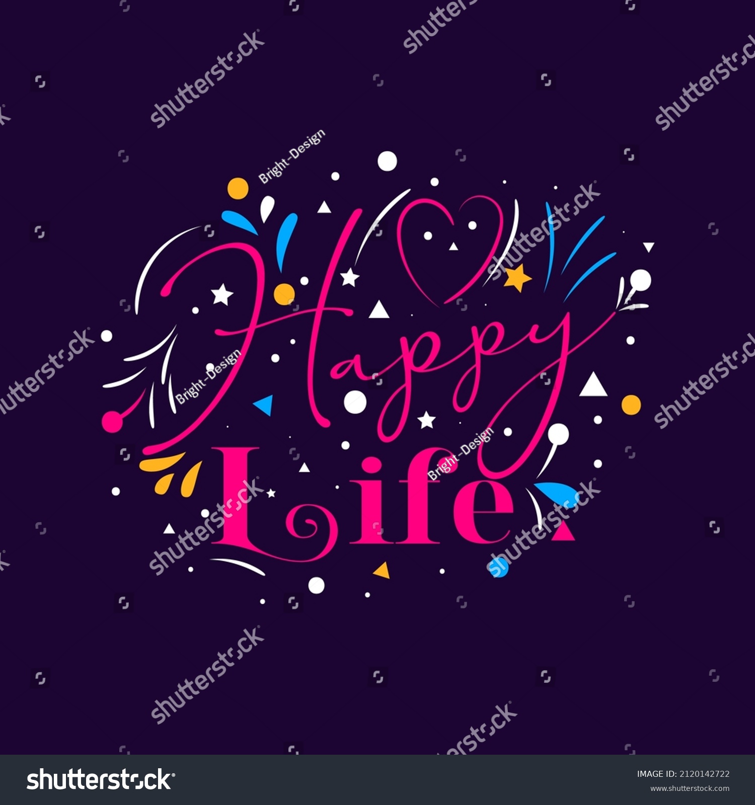 Happy Life Typography Vector Design Stock Vector (Royalty Free ...
