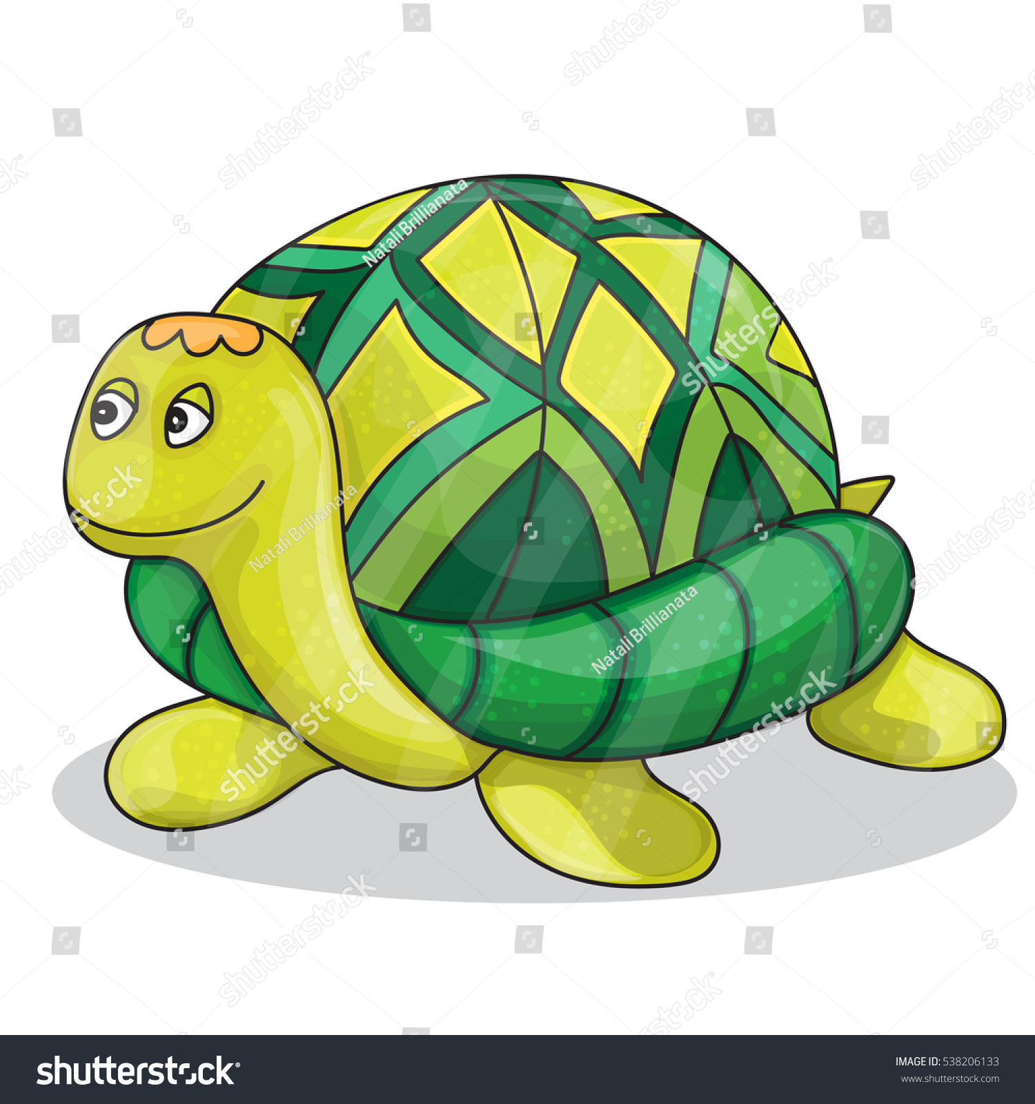 Happy Little Cartoon Turtle Smiling Vector Stock Vector (Royalty Free ...