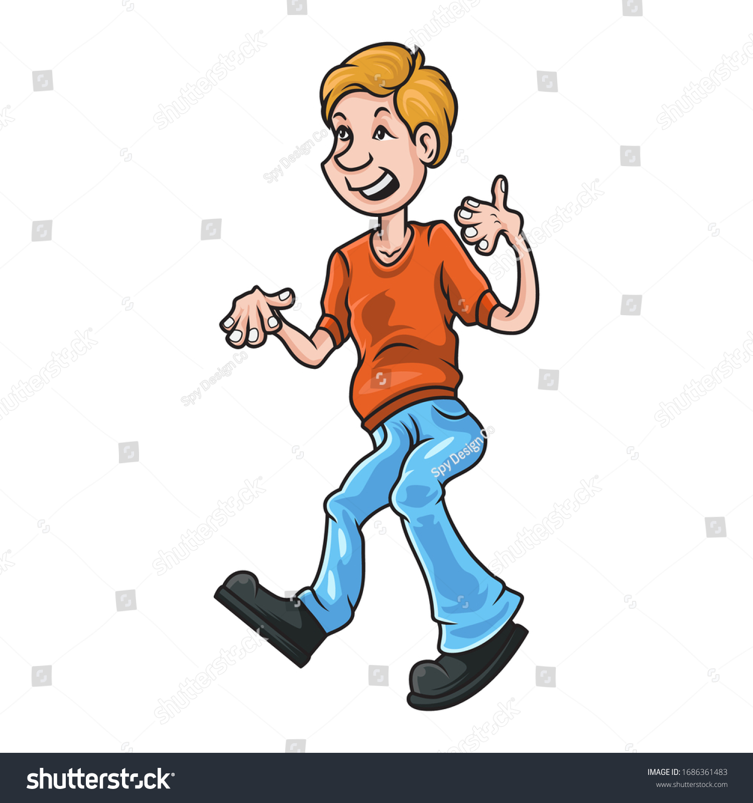Happy Man Dancing Vector Cartoon Illustration Stock Vector (Royalty ...