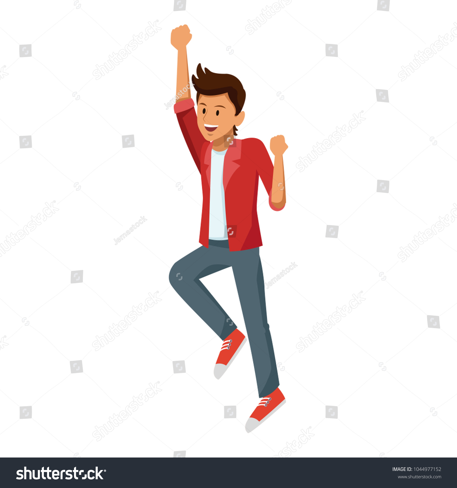 Happy Man Jumping Cartoon Stock Vector (Royalty Free) 1044977152