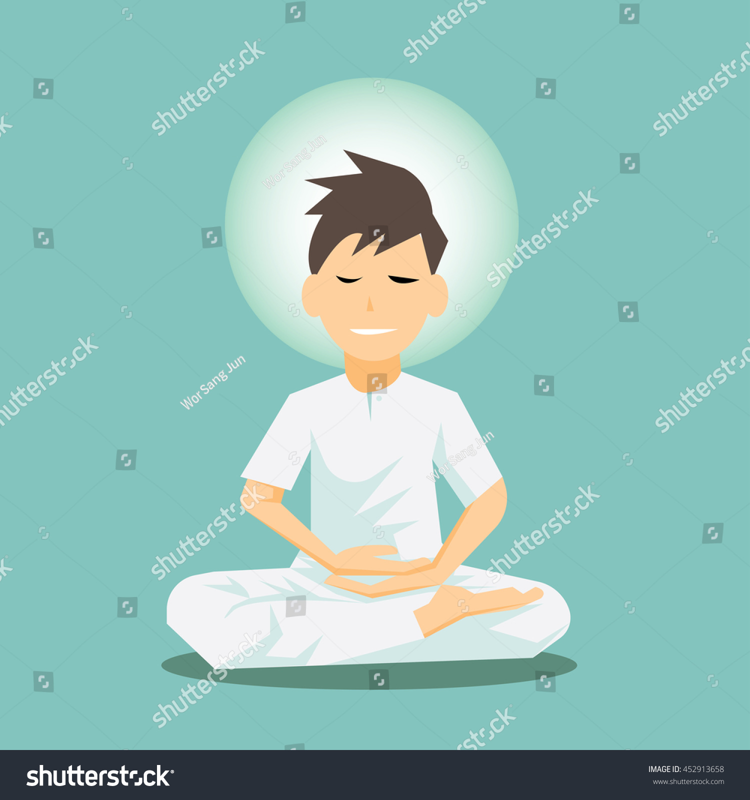 Happy Man Meditation Vector Stock Vector (Royalty Free) 452913658 ...