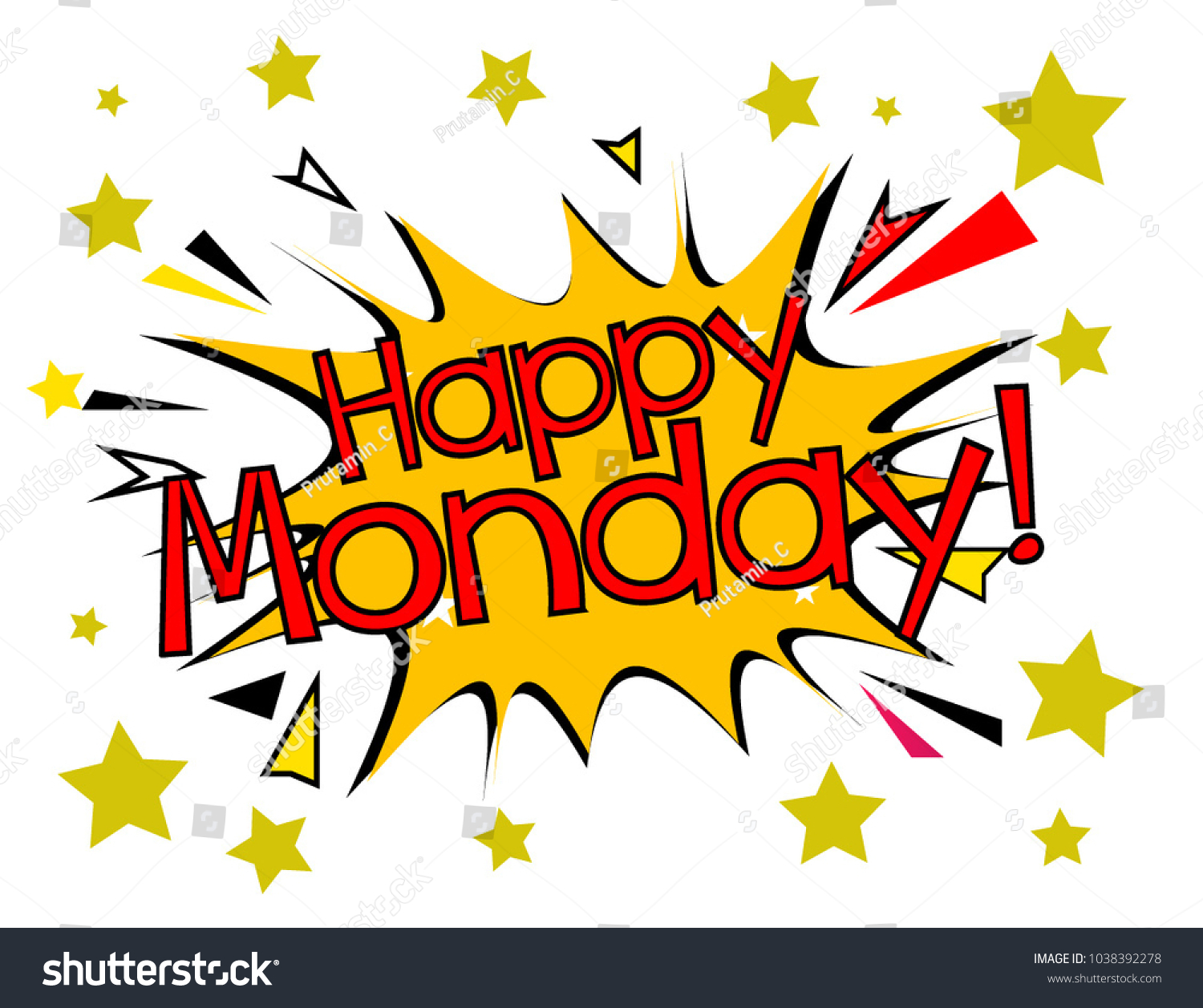Happy Monday Sign Comic Cloud Bubble Stock Vector (Royalty Free) 1038392278