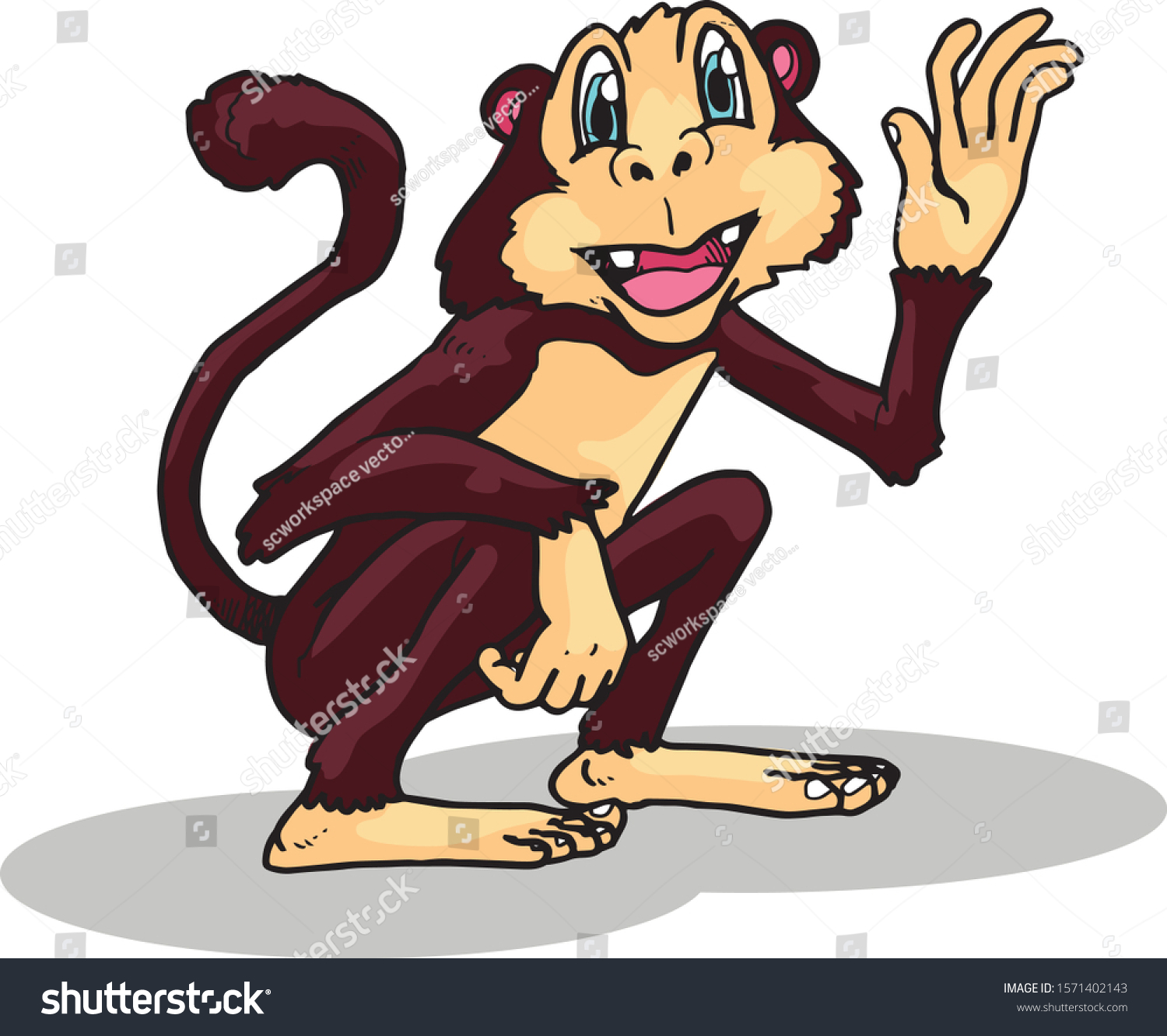 Happy Monkey Cartoon Vector Illustration Stock Vector (Royalty Free ...