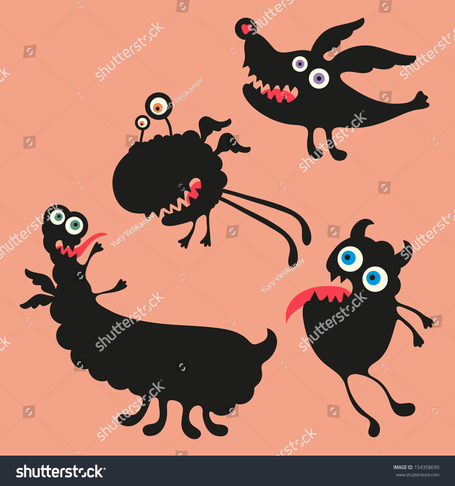 Happy Monsters Vector Images Set 4 Stock Vector (Royalty Free ...