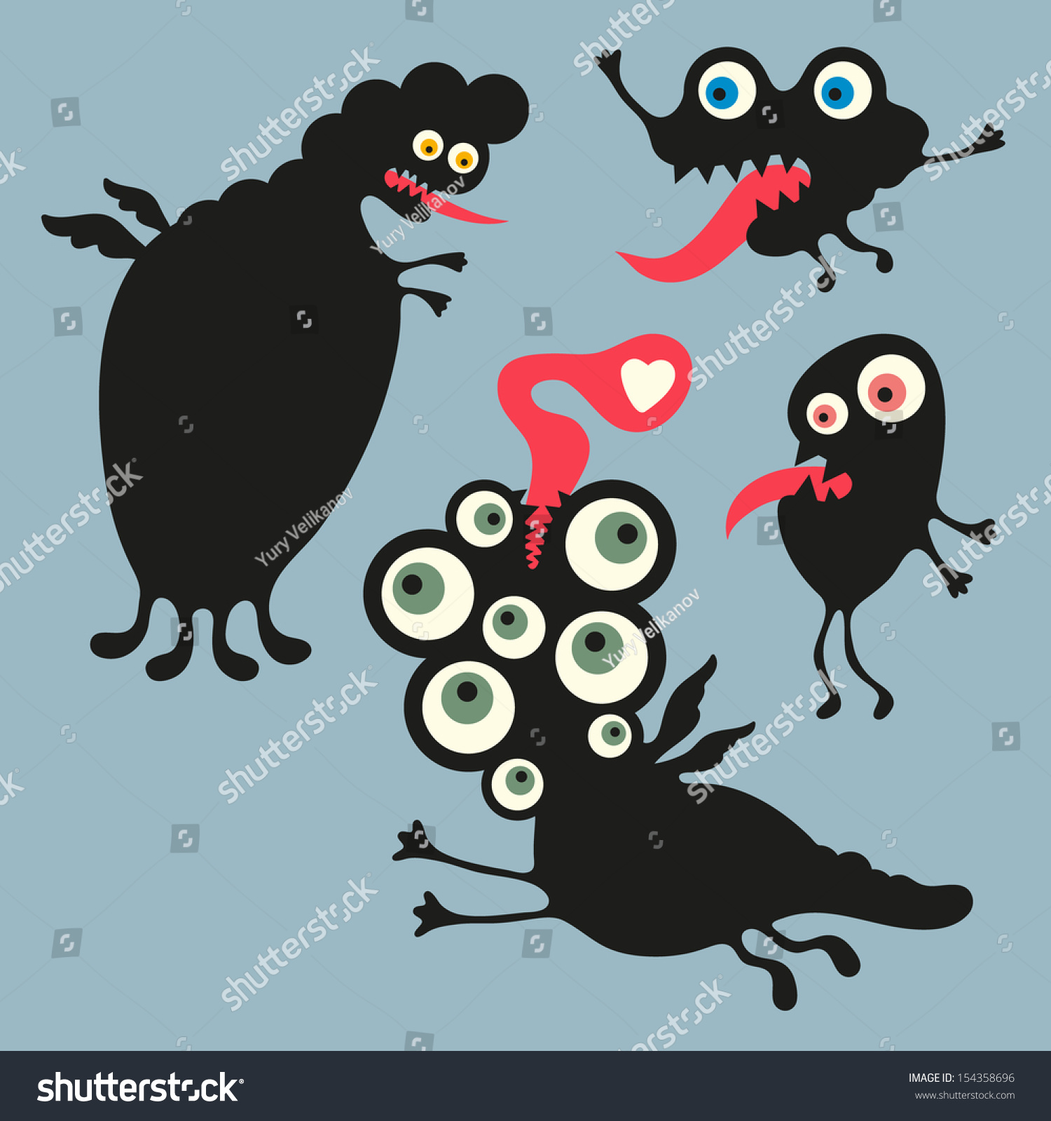 Happy Monsters Vector Images Set 3 Stock Vector (Royalty Free ...