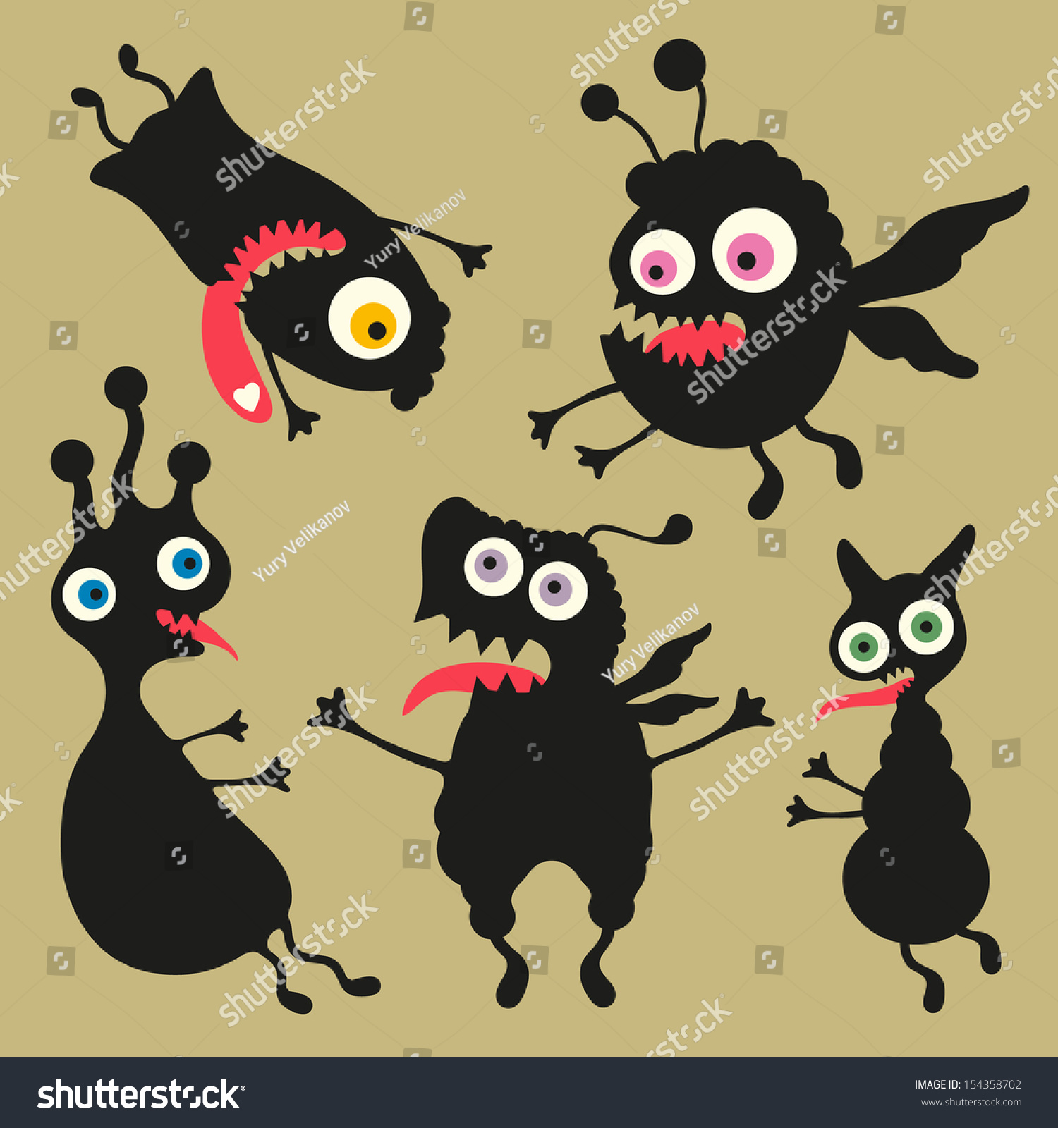 Happy Monsters Vector Images Set 8 Stock Vector (Royalty Free) 154358702
