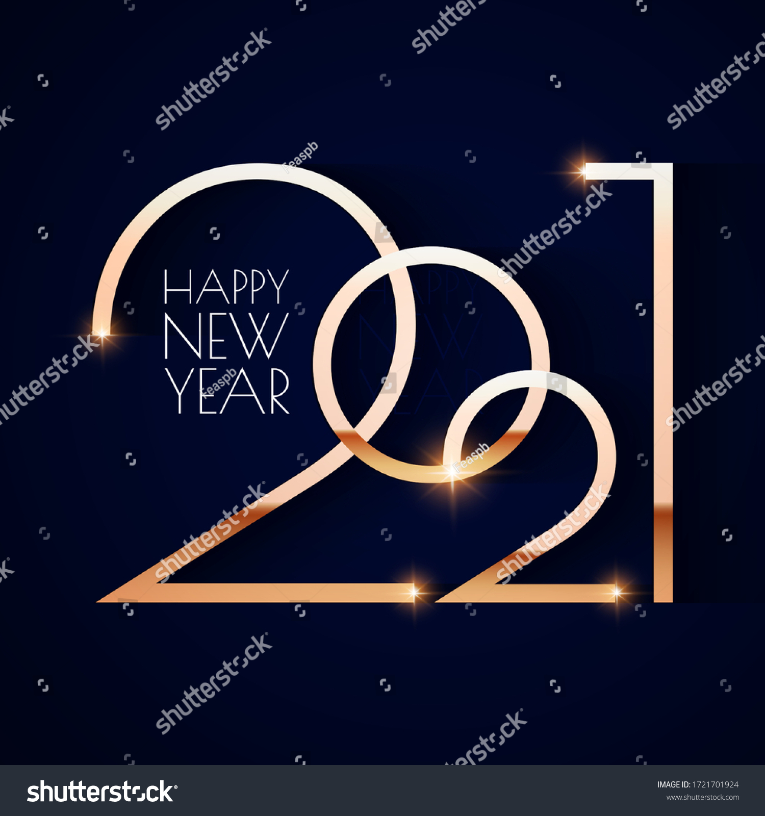 Happy New 2021 Year Elegant Gold Stock Vector (Royalty Free) 1721701924