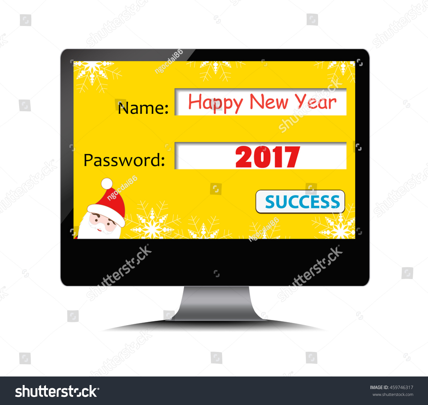 Happy New Year 2017 On Computer Stock Vector (Royalty Free) 459746317