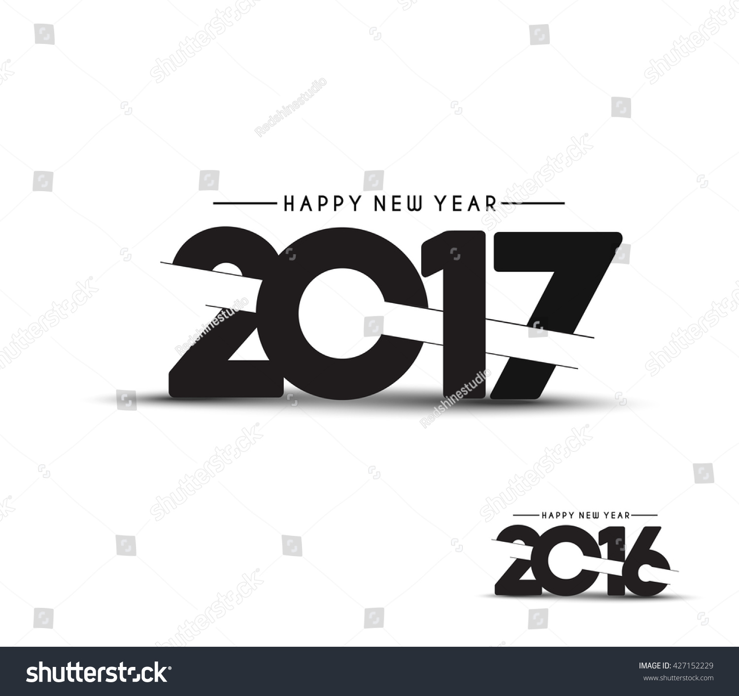 Happy New Year 2017 Text Design Stock Vector (Royalty Free) 427152229 ...
