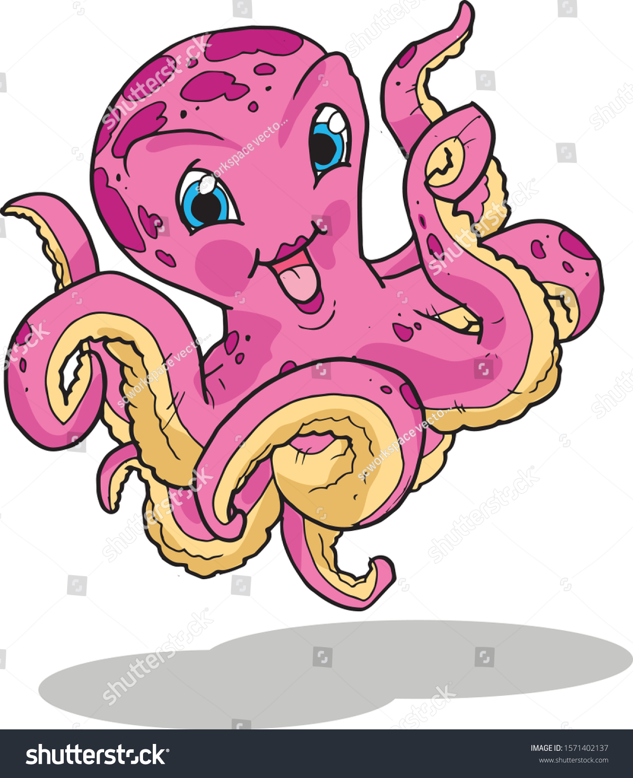 Happy Octopus Cartoon Vector Illustration Stock Vector (Royalty Free ...