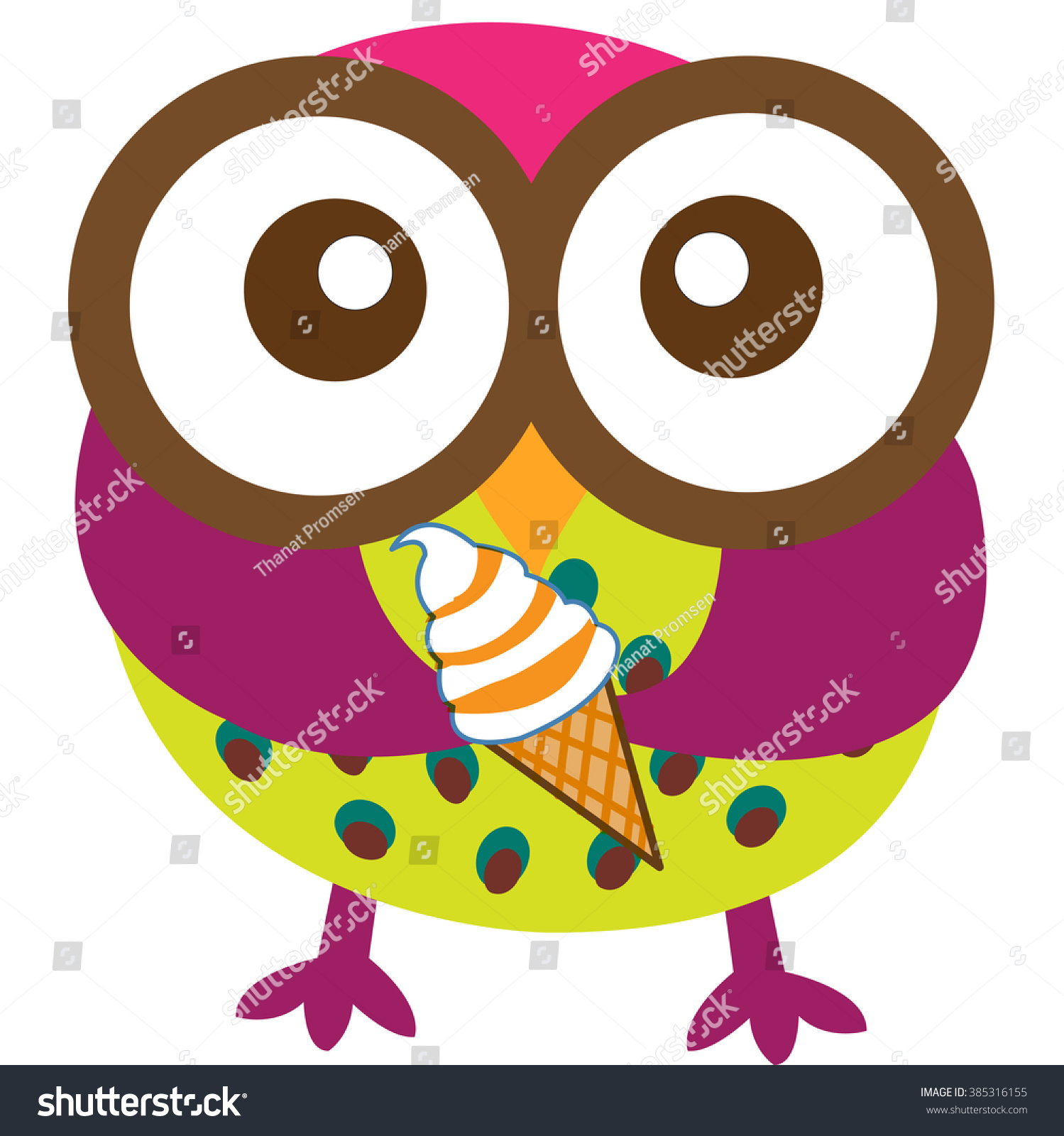Happy Owl Cartoon Vector Stock Vector (Royalty Free) 385316155 ...