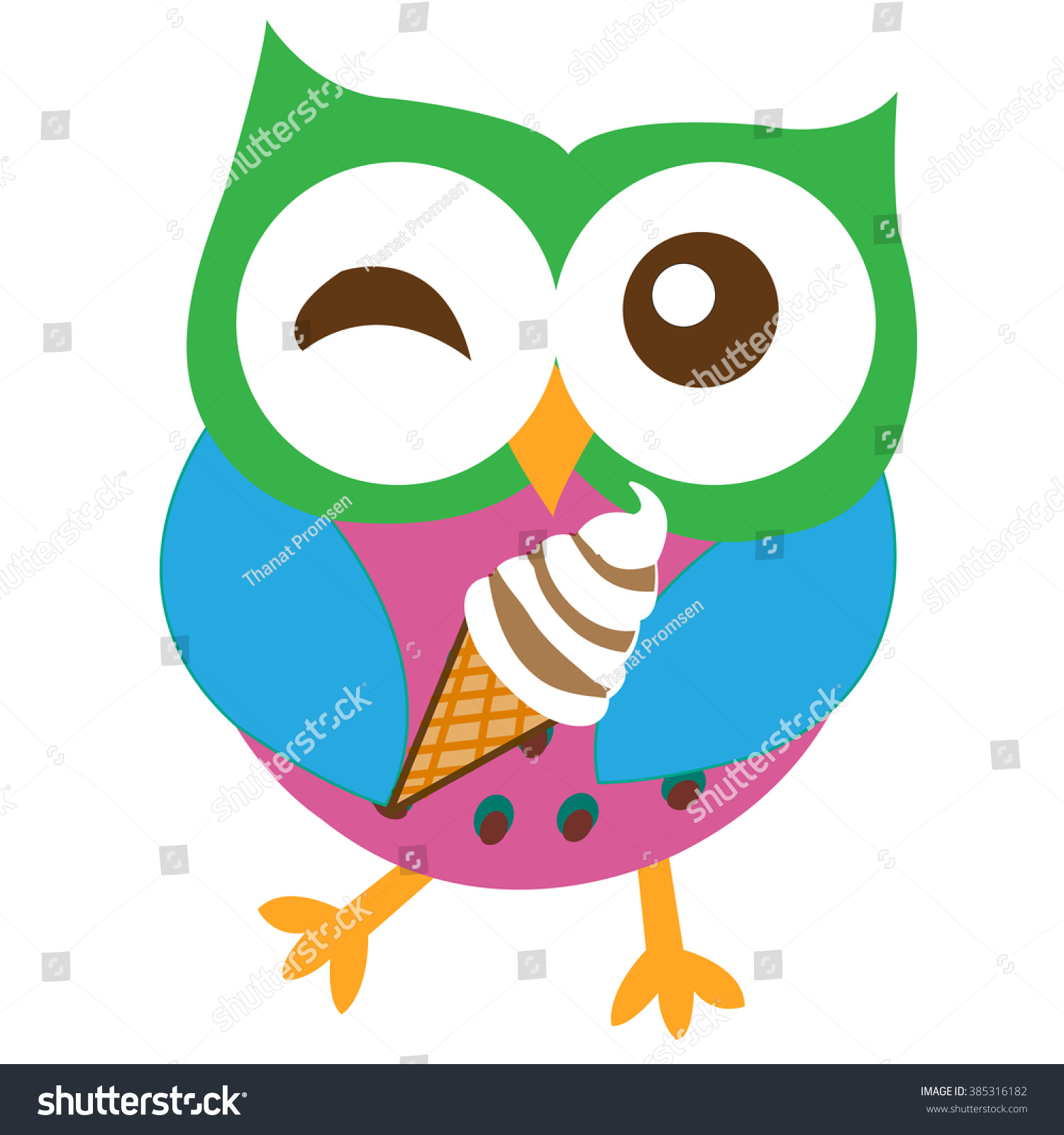 Happy Owl Cartoon Vector Stock Vector (Royalty Free) 385316182 ...