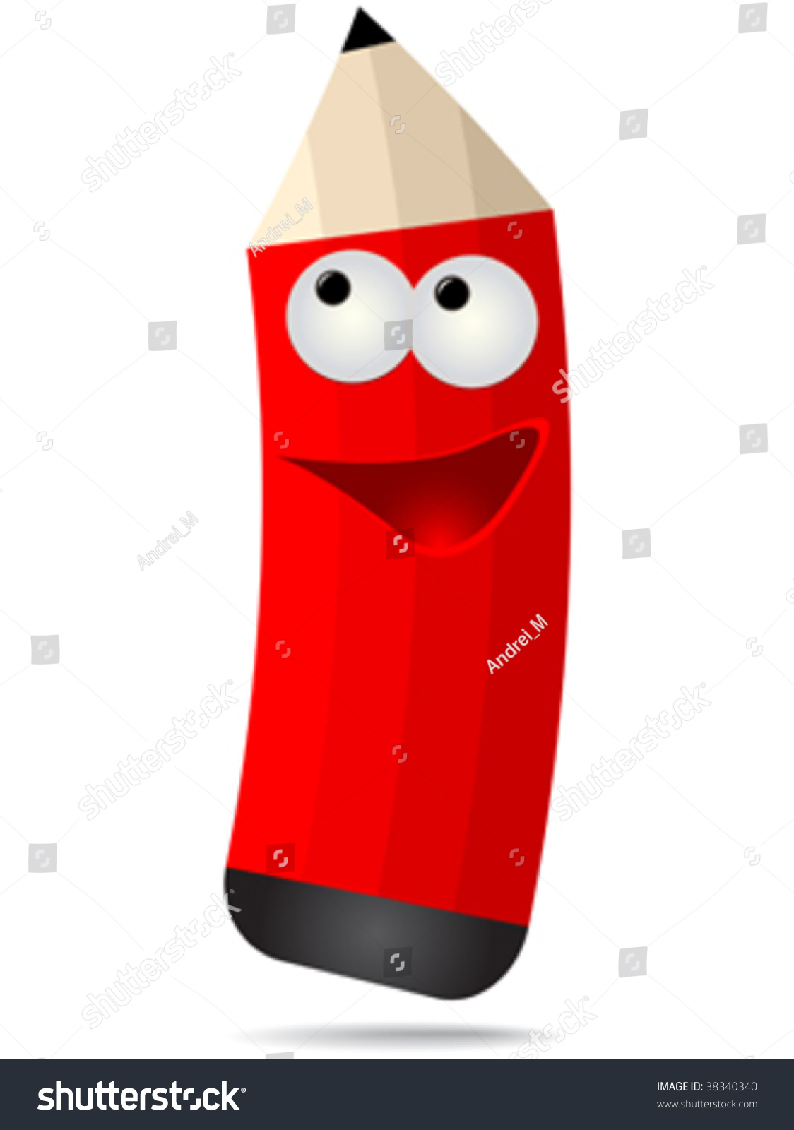 Happy Pencil Vector Illustration Stock Vector (Royalty Free) 38340340