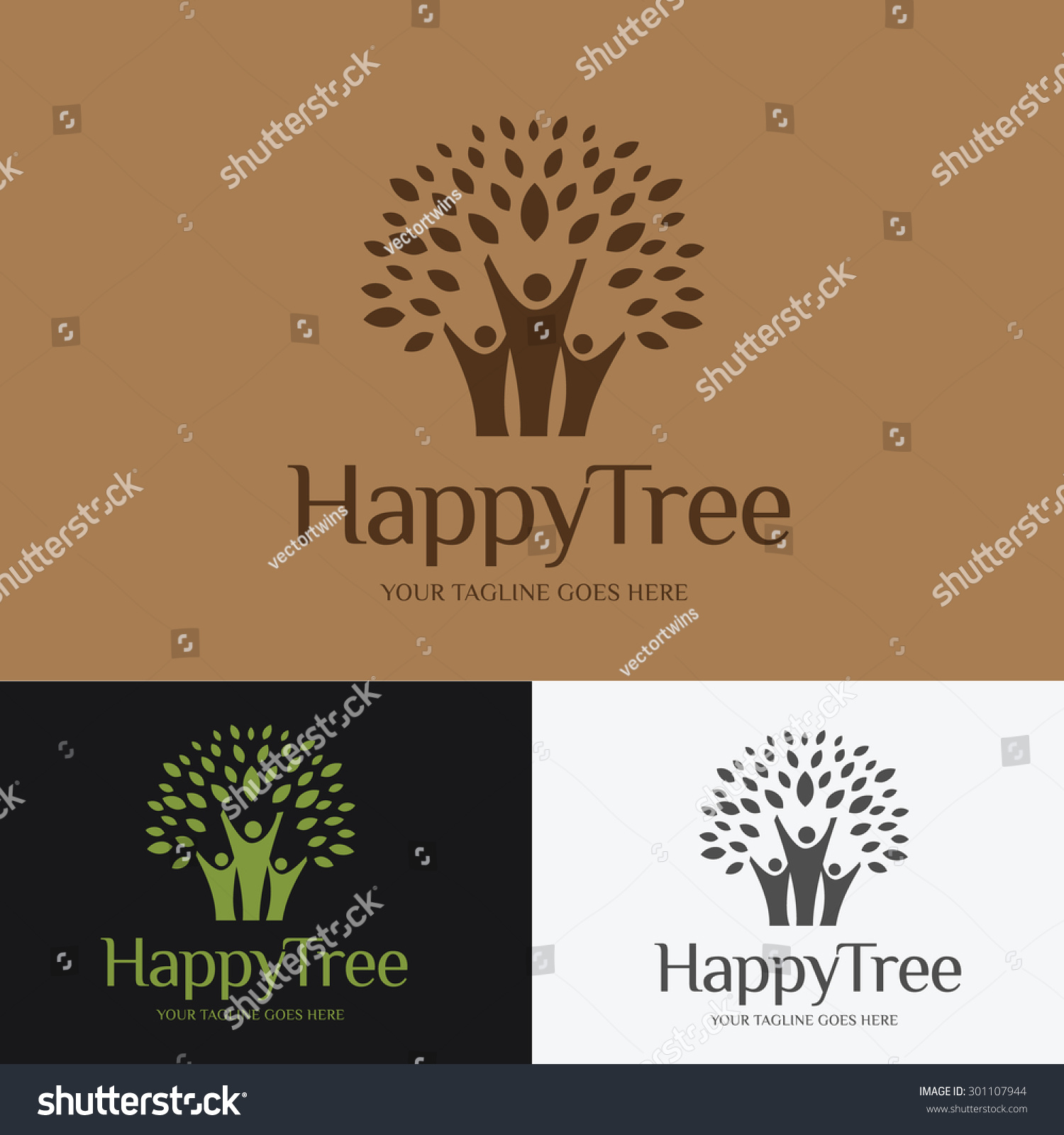 Happy People Tree Logo Stock Vector (Royalty Free) 301107944