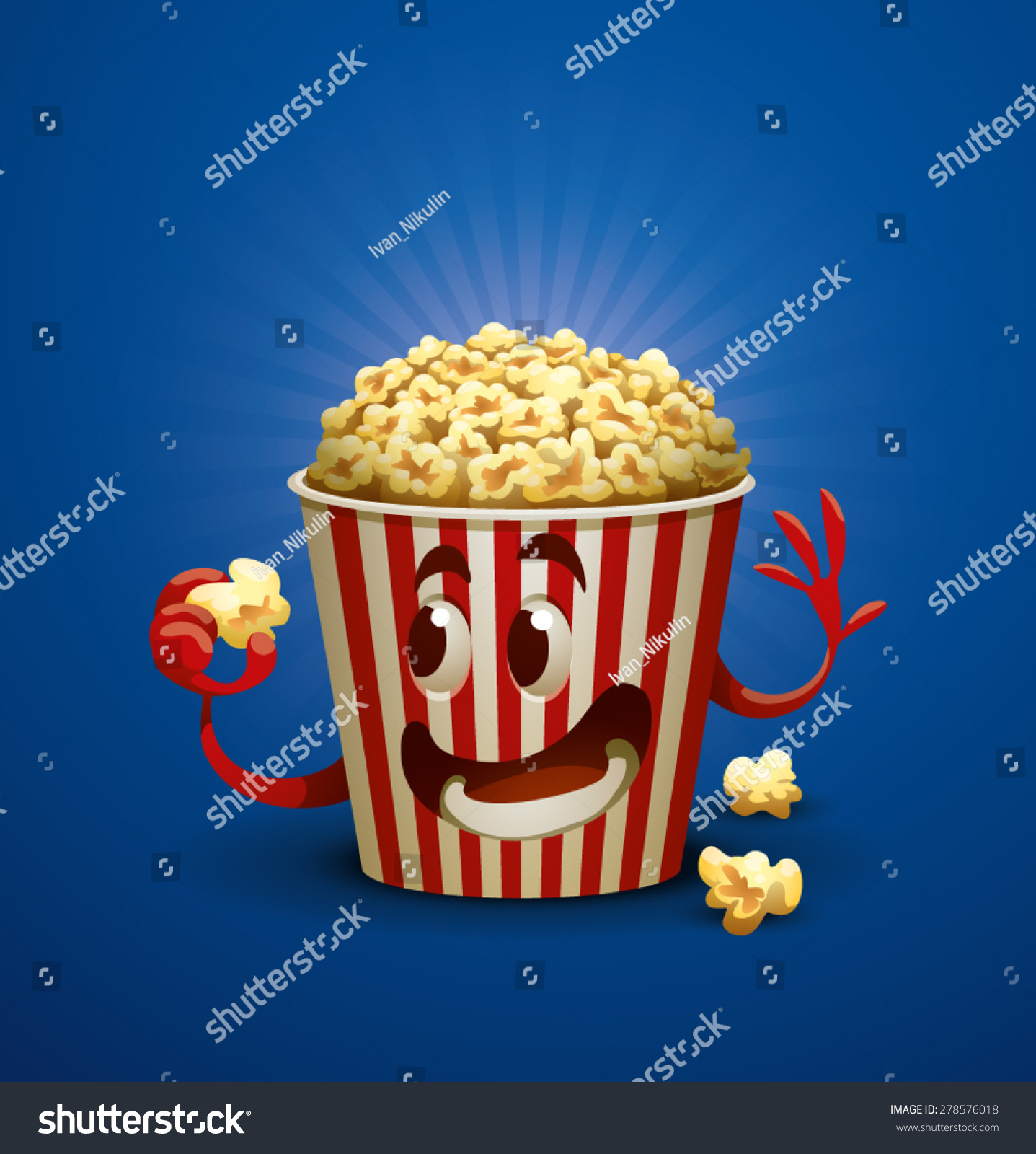 Happy Popcorn Bucket Vector: เวกเตอร์สต็อก (ปลอดค่าลิขสิทธิ์) 278576018 ...