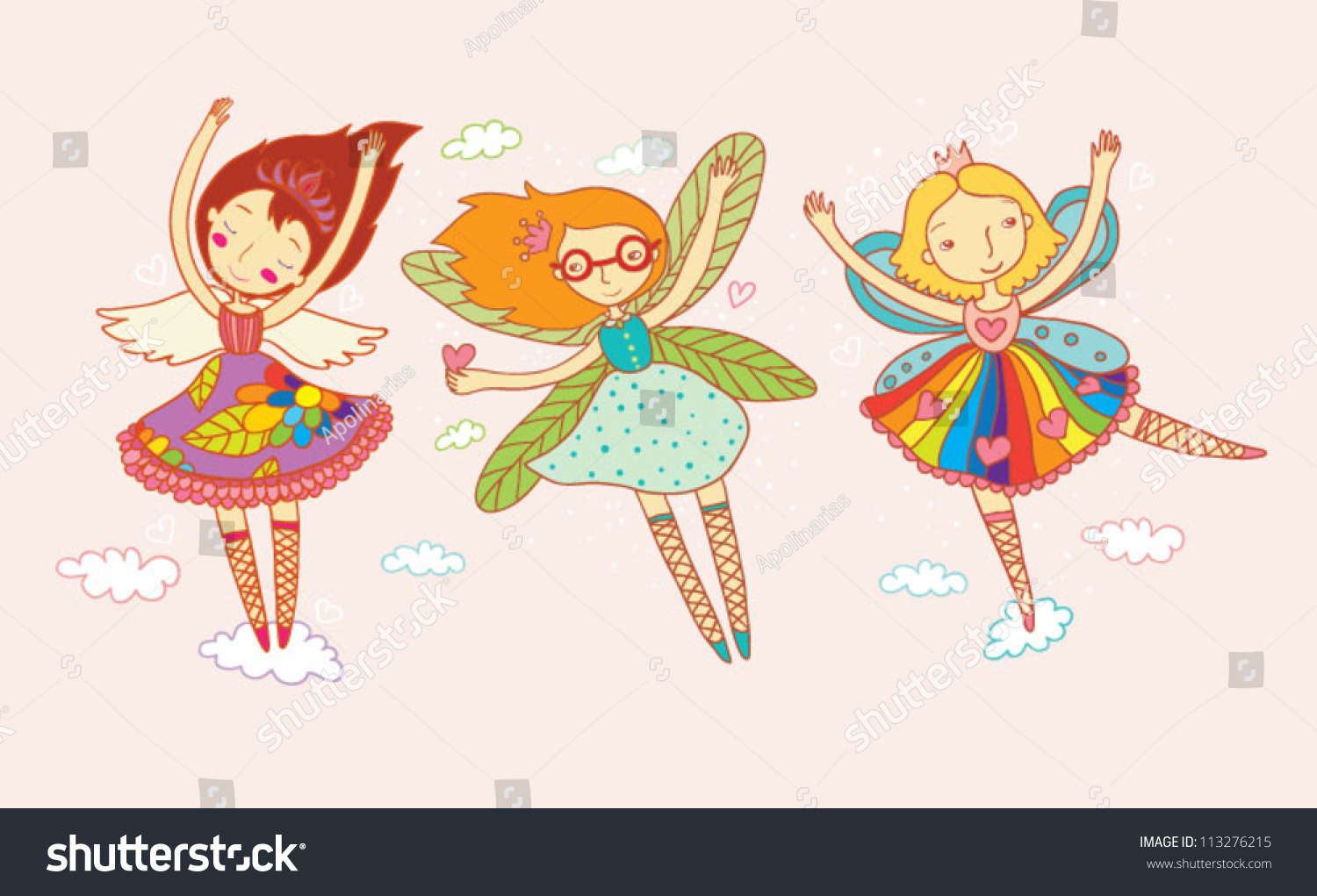Happy Princess Set Stock Vector (Royalty Free) 113276215