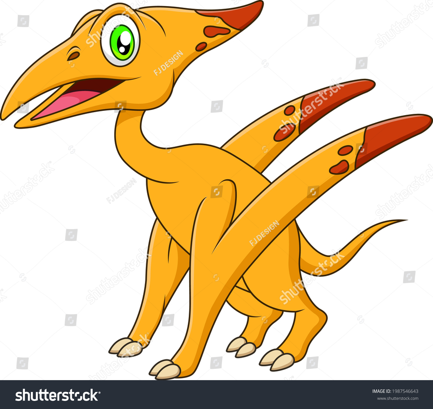Happy Pterodactyl Cartoon Illustration Vector Stock Vector (Royalty ...