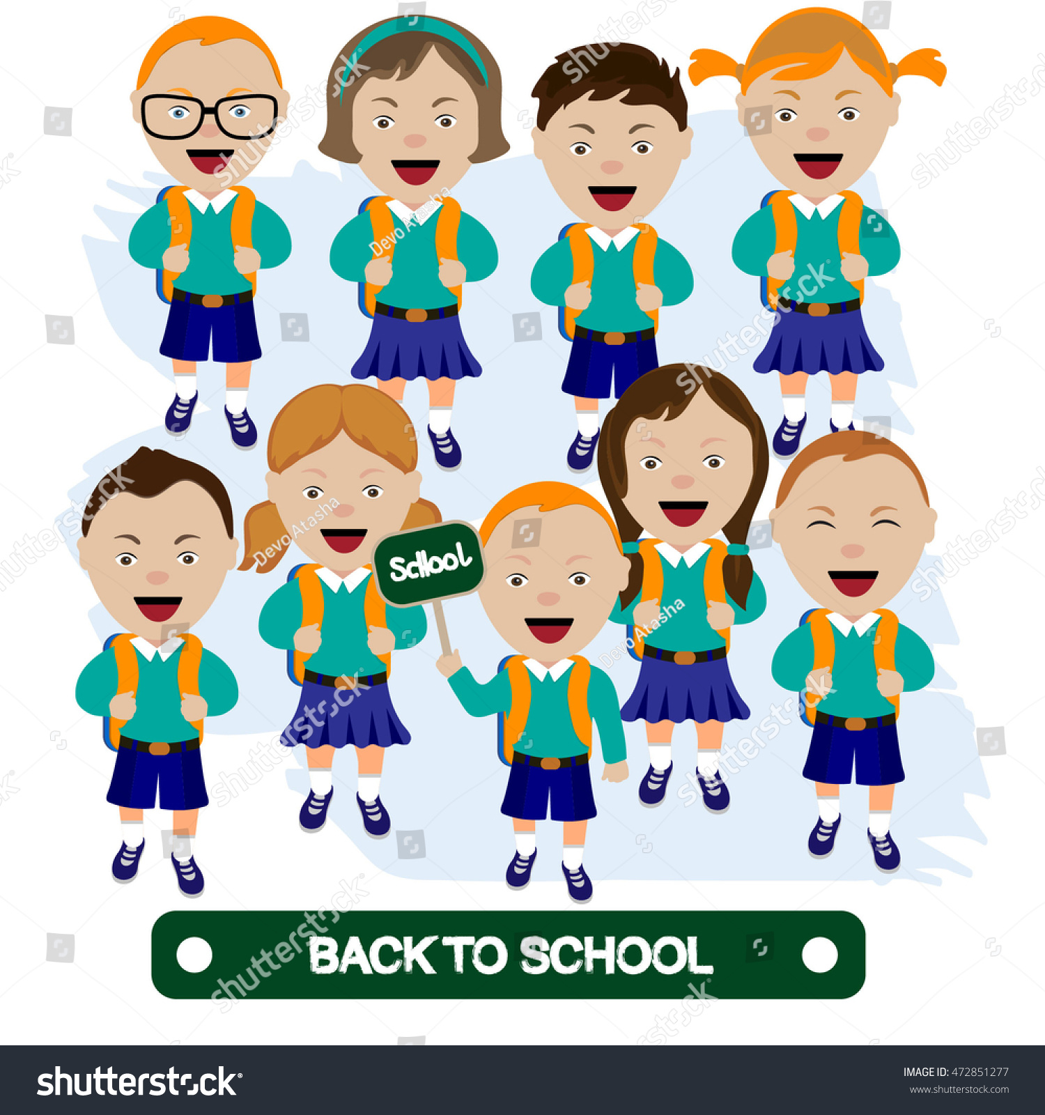Happy Pupils Back School Stock Vector (Royalty Free) 472851277