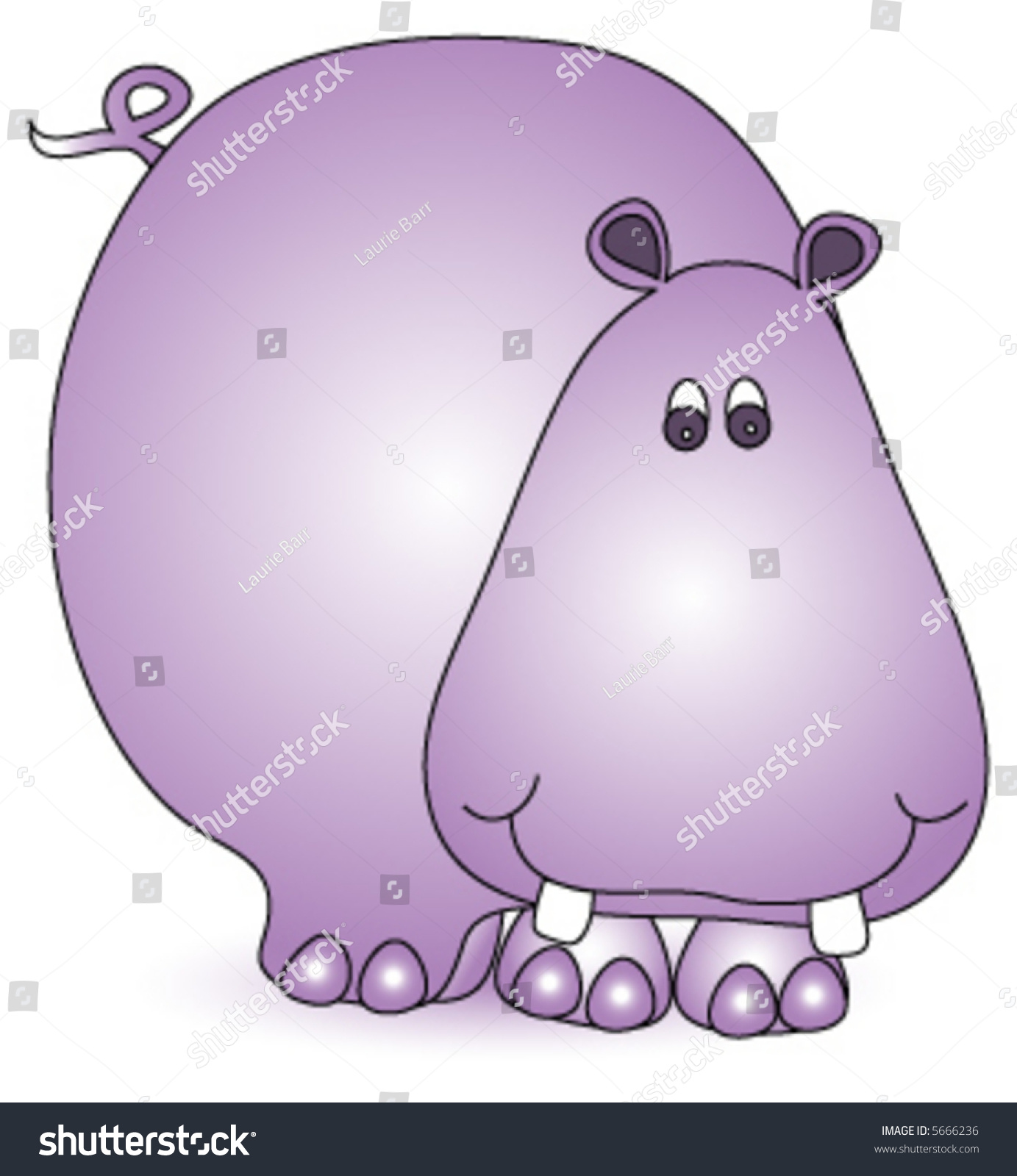 Vektor Stok Happy Purple Hippo Vector (Tanpa Royalti) 5666236 ...