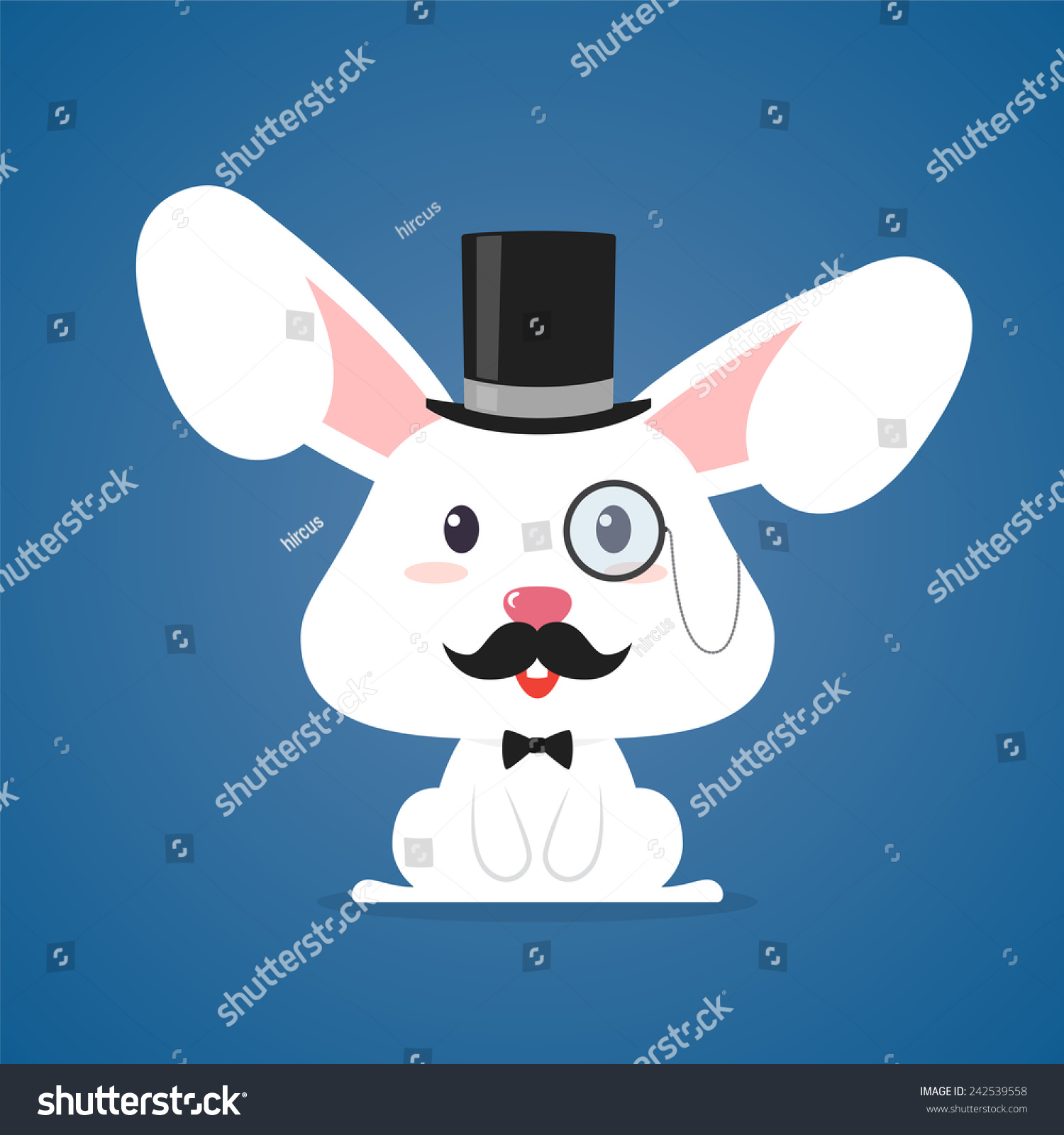 Happy Rabbit Top Hat Monocle Stock Vector (Royalty Free) 242539558