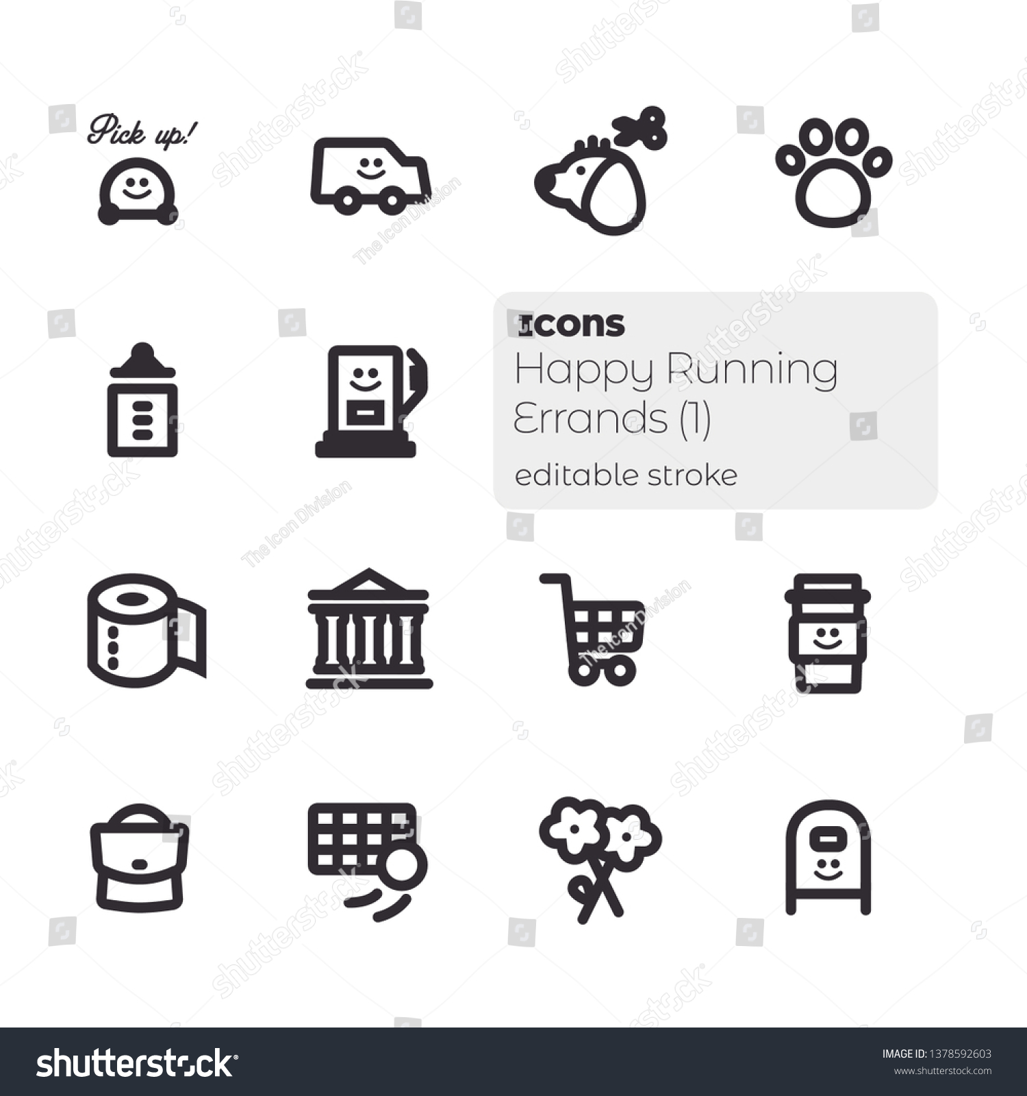Happy Running Errands 1 Editable Stroke Stock Vector (Royalty Free ...