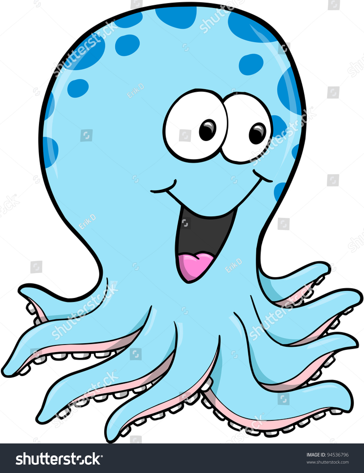 Happy Silly Octopus Ocean Vector Illustration Stock Vector (Royalty ...