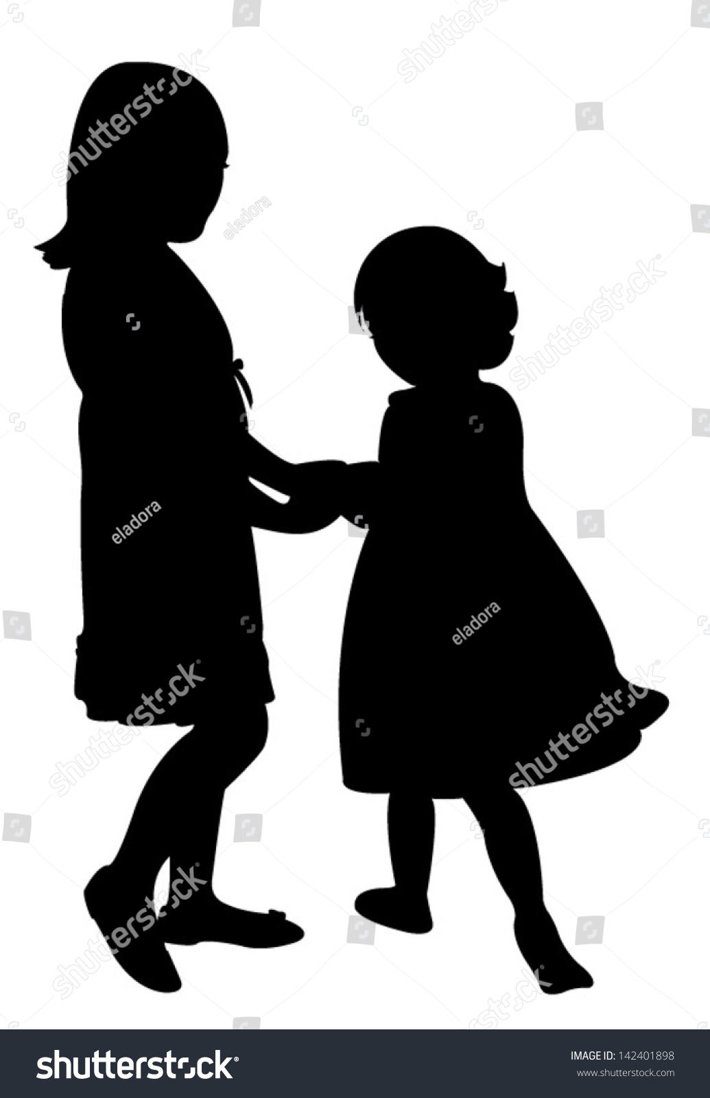 Happy Sisters Playing Silhouette Vector: Vector có sẵn (miễn phí bản ...