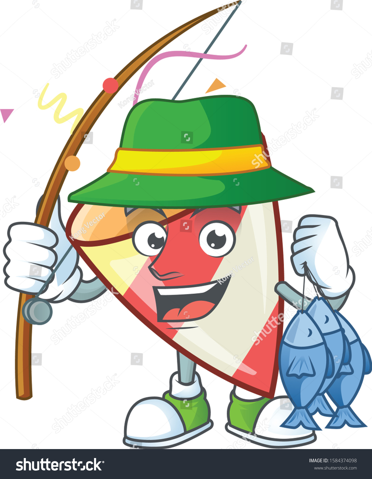 Happy Smiley Funny Fishing Exploding Confetti Stock Vector (Royalty ...