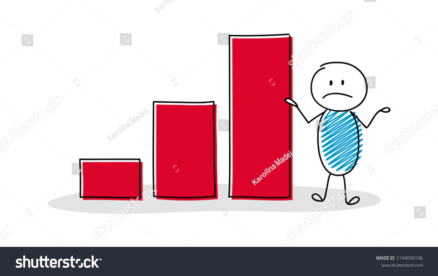 Happy Stickman Showing Column Chart Vector: vector de stock (libre de ...