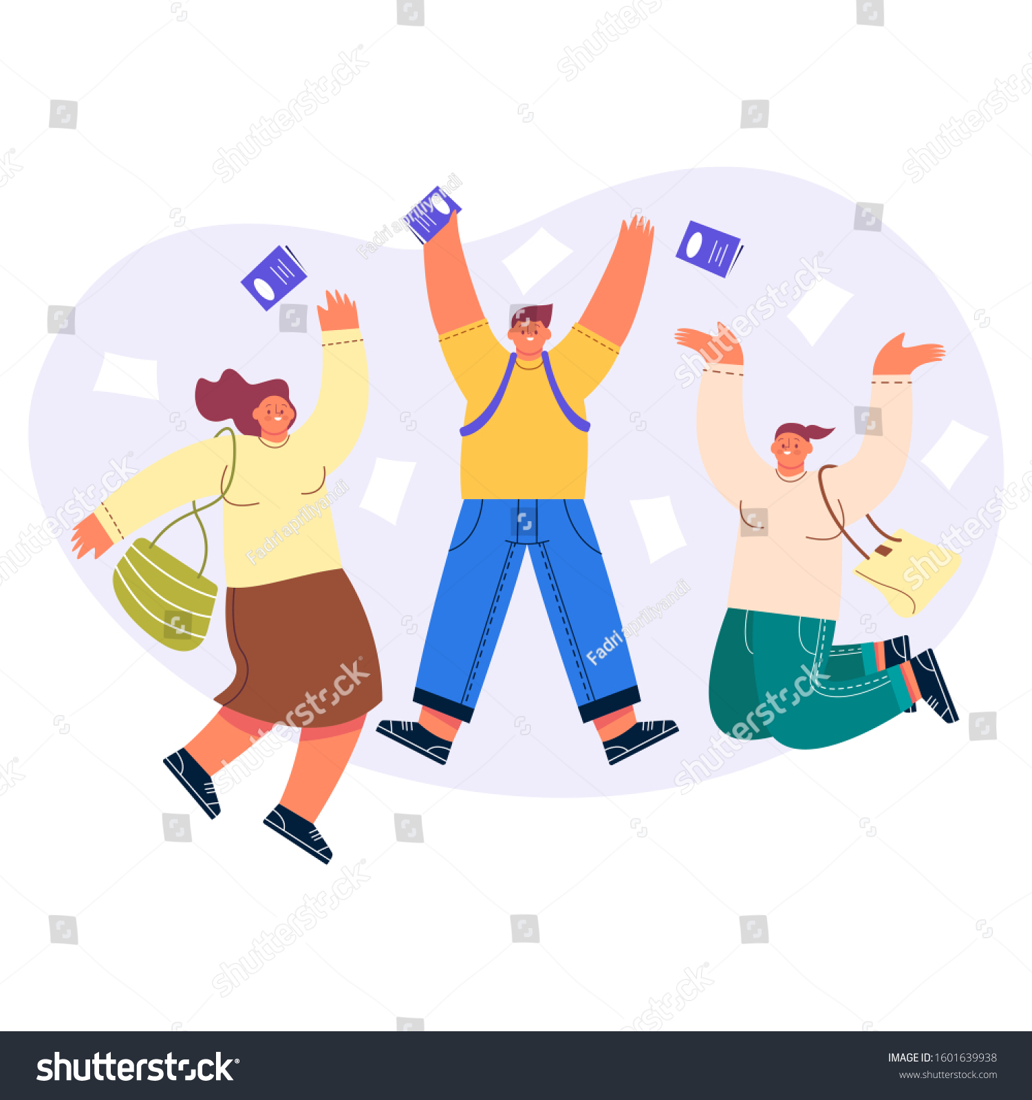 Happy Students Jumping Vector Illustration Stock Vector (Royalty Free ...