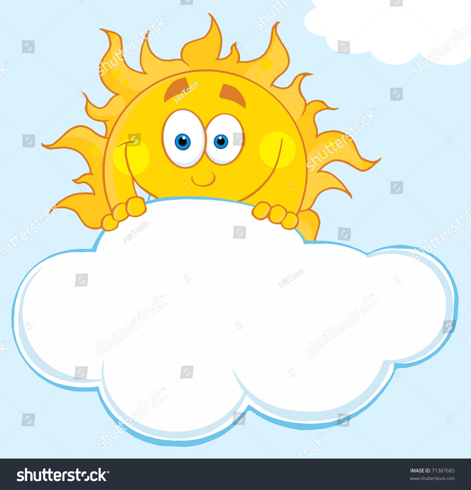 Happy Sun Hiding Behind Cloud Vector Stock Vector (Royalty Free ...